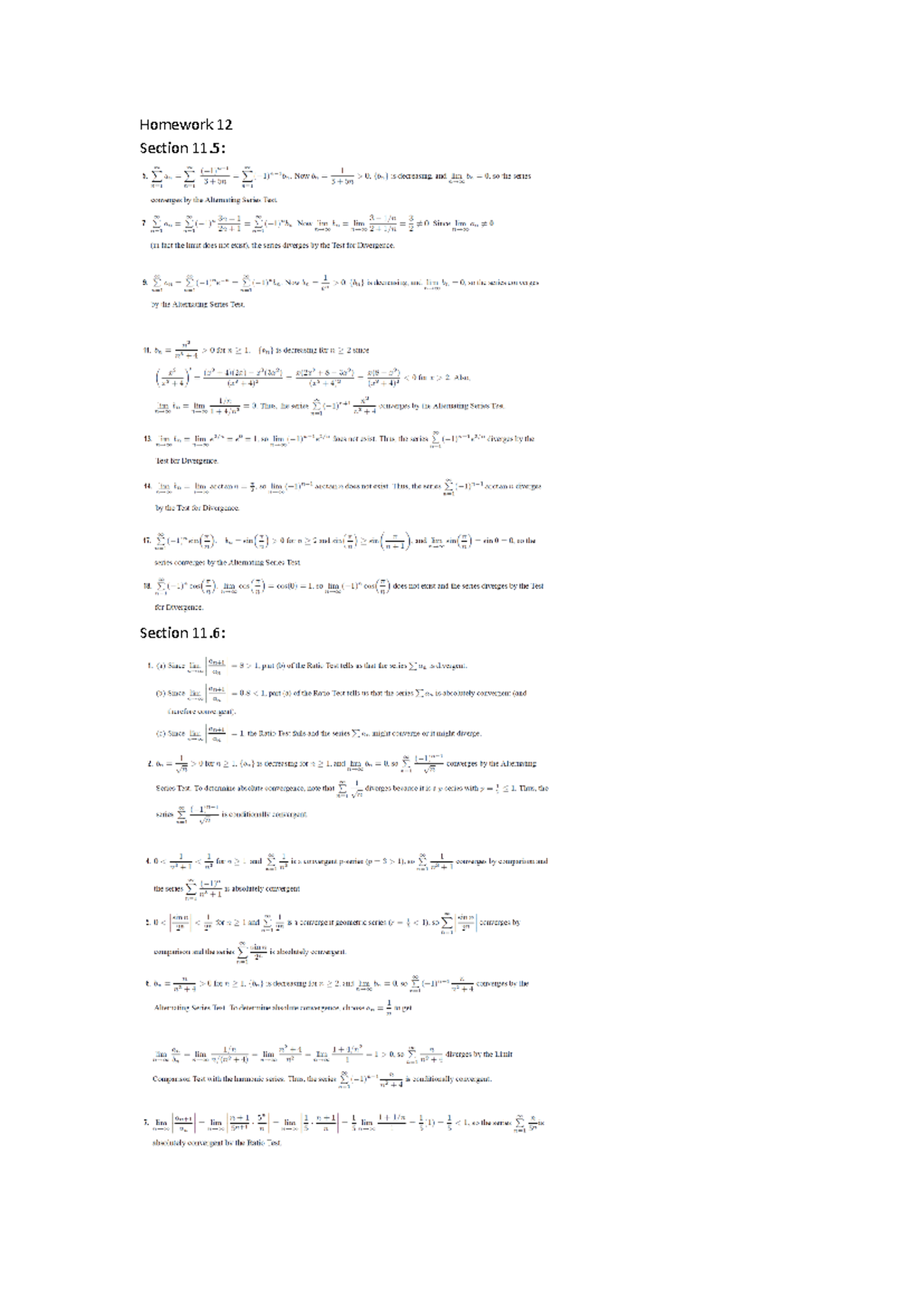 Homework 12 - MATH 1042 - Homework 12 Section 11: Section 11: - Studocu