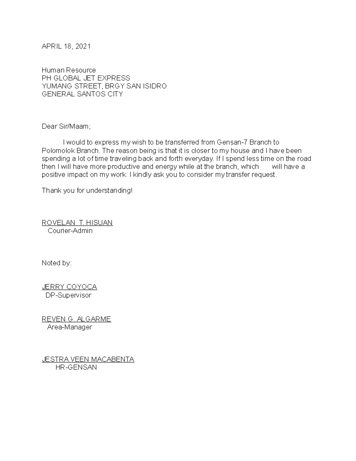 Letter OF Intent - give it a try - APRIL 18, 2021 Human Resource PH ...