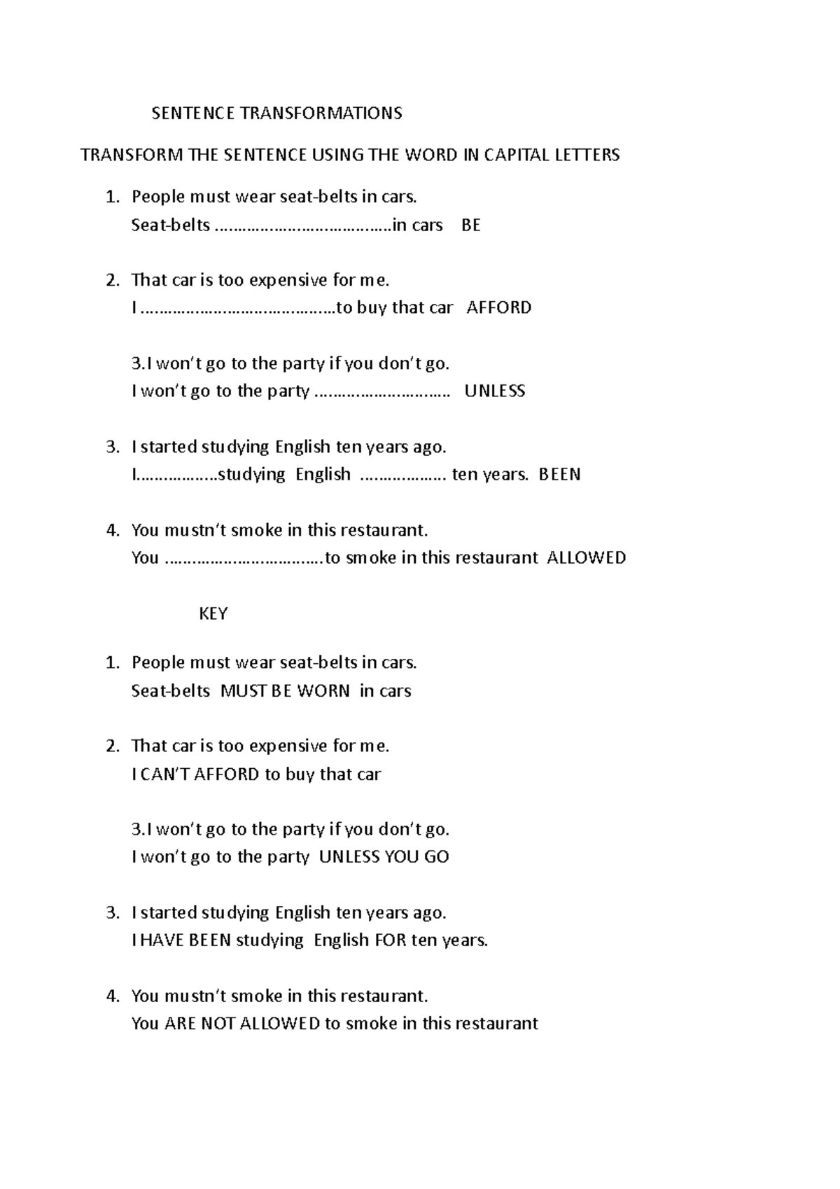 Sentence Transformations - SENTENCE TRANSFORMATIONS TRANSFORM THE ...