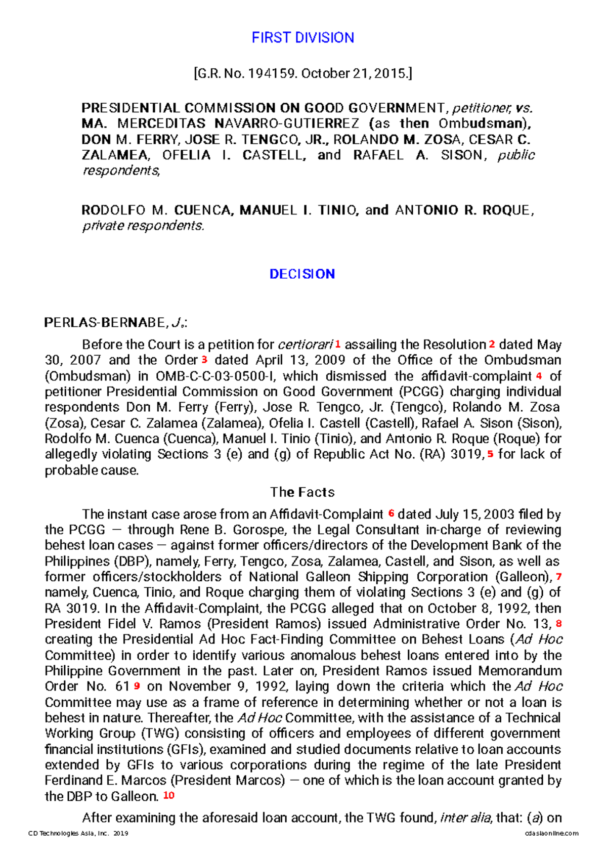 Presidential Commission on Good Government vs. Gutierrez, GR No. 194159 ...