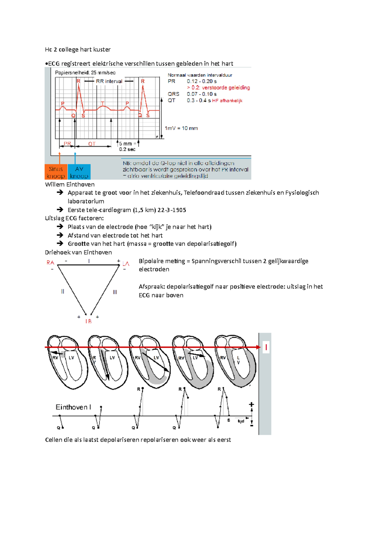 Hc 2 college hart - P-top: Depolarisatie van de atria PR-interval ...