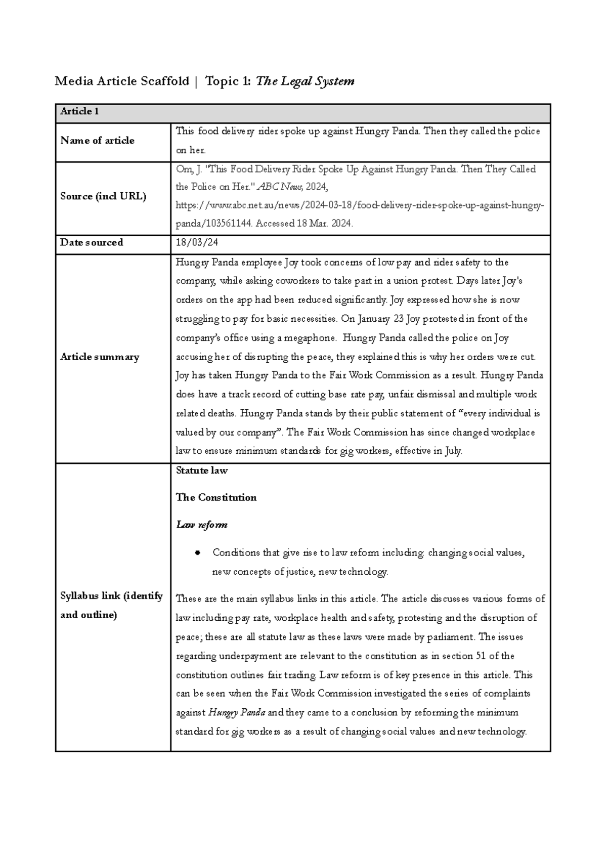Legal Studies Assessment Task 1 Year 11- Media File/Analysis - Media ...