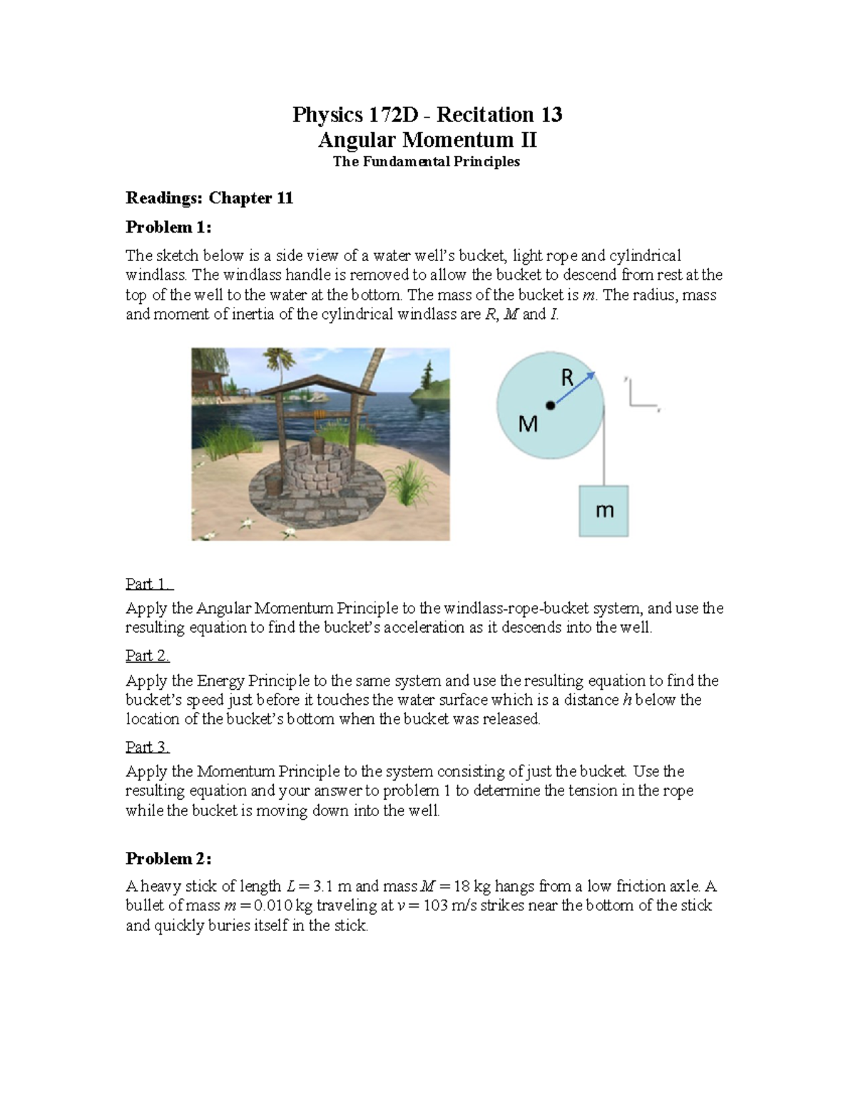 Physics 172D - Recitation 13 Angular Momentum II - Phys 220 - Purdue ...