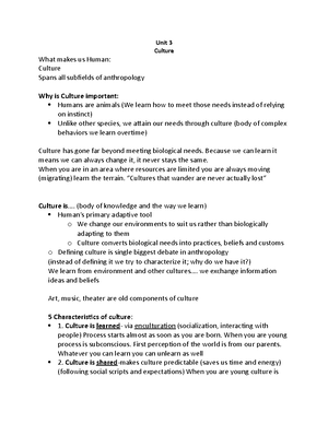Anthnotes F 21 - review - Anthropology Class Lecture Notes T) Key ...