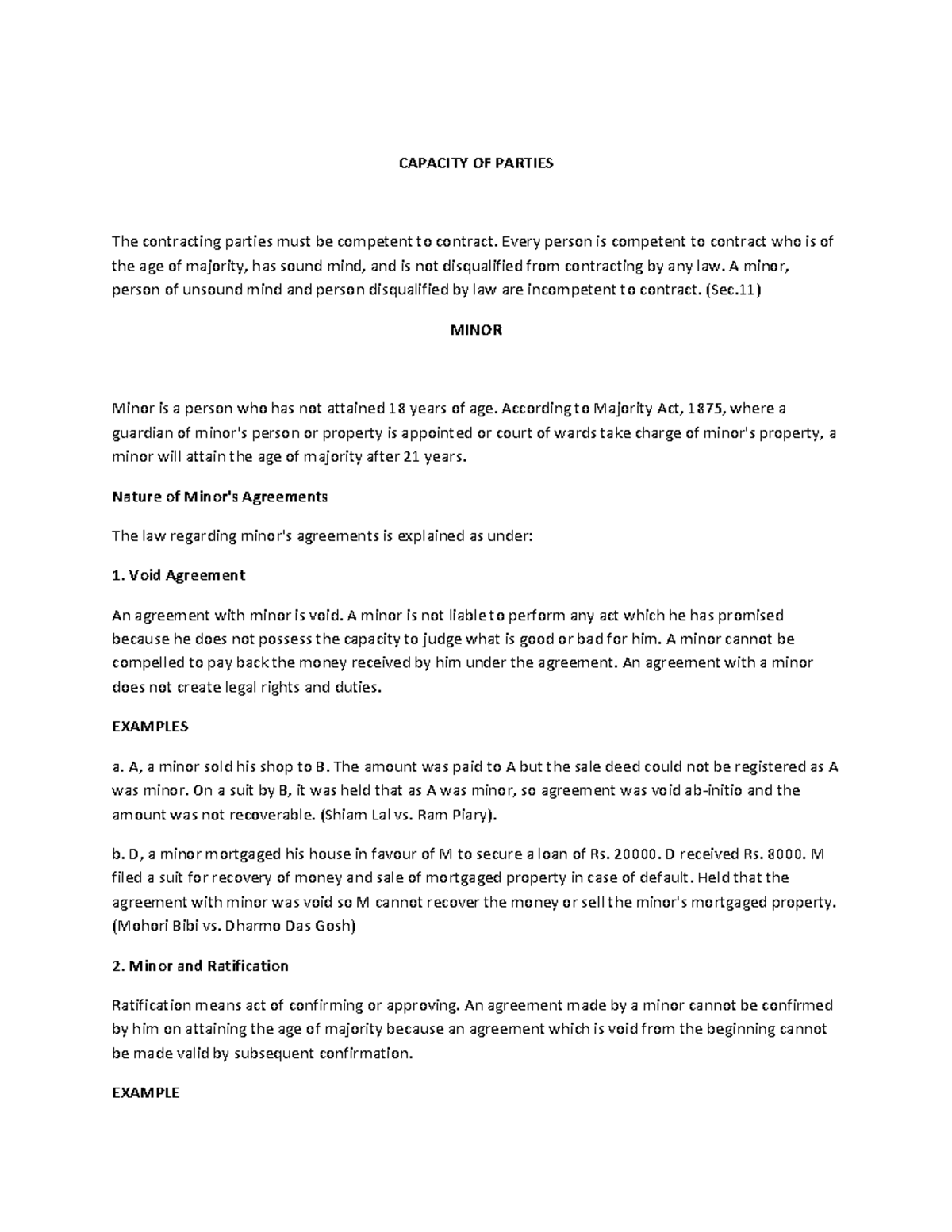 Capacity OF Parties chap 4 - CAPACITY OF PARTIES The contracting ...