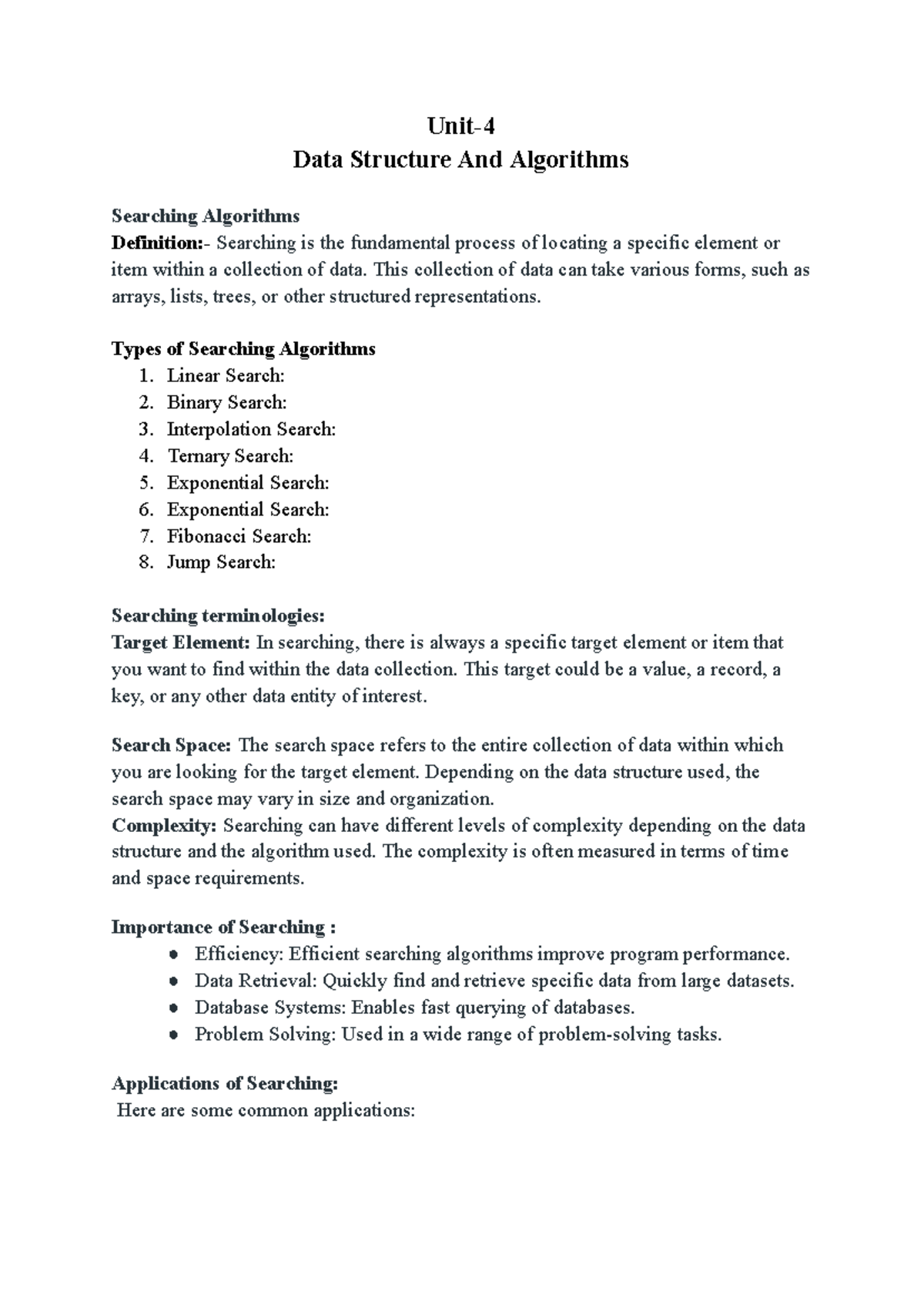 Datastructure And Algorithms Unit Data Structure And Algorithms