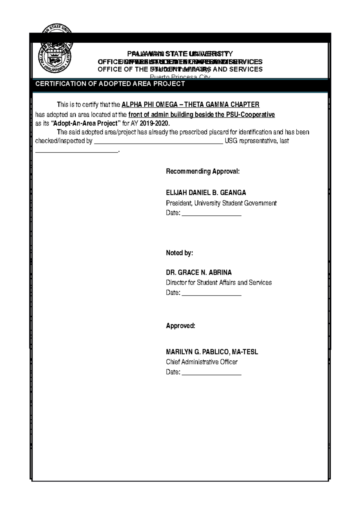 Accreditation Papers - Lecture notes 1 - SAP FORM A PALAWAN STATE ...