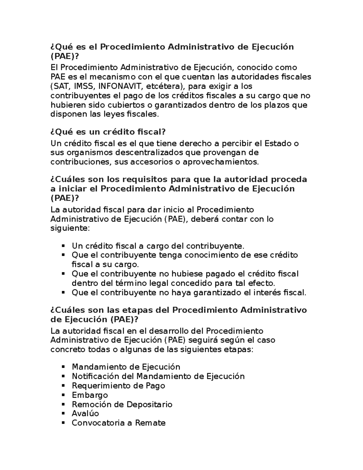 PAE - Breves puntos sobre el PAE - ¿Qué es el Procedimiento ...