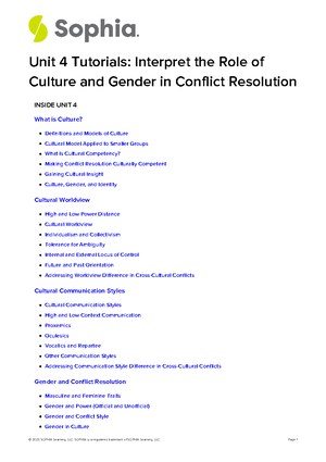 Unit 2 tutorials examine the fundamentals of conflict - Unit 2 Tutorials: Examine the ...