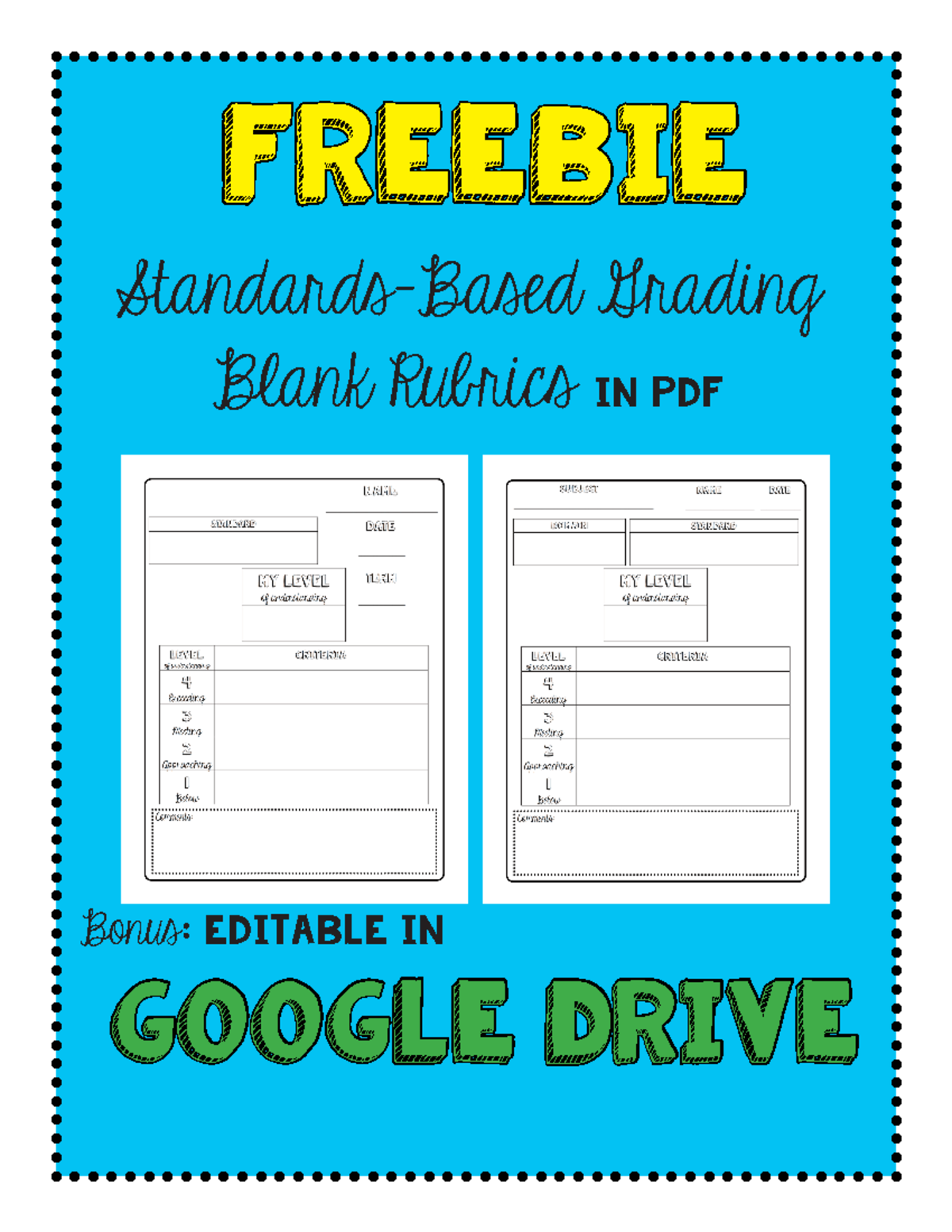 Freebie Google Drive PDFStandards Based Grading Templates Blank-1 ...