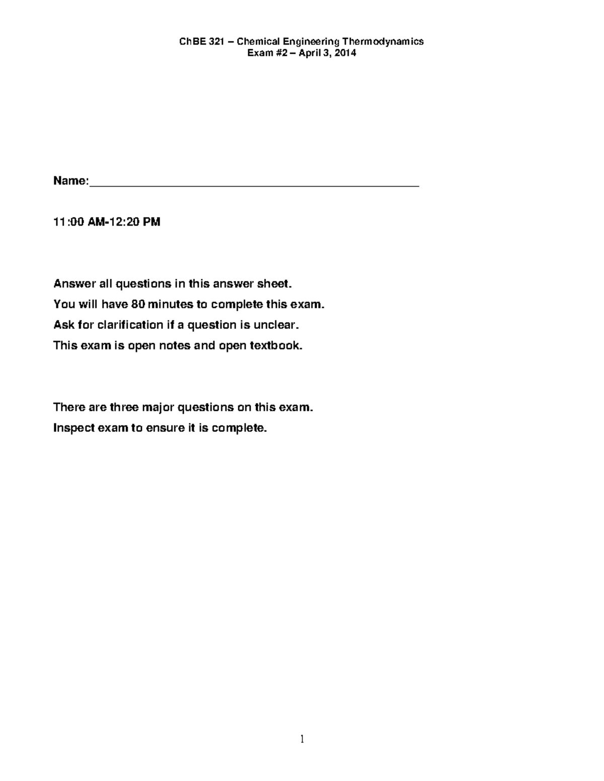 Exam 2 Problem Solution final - Exam #2 – April 3, 2014 - Studocu