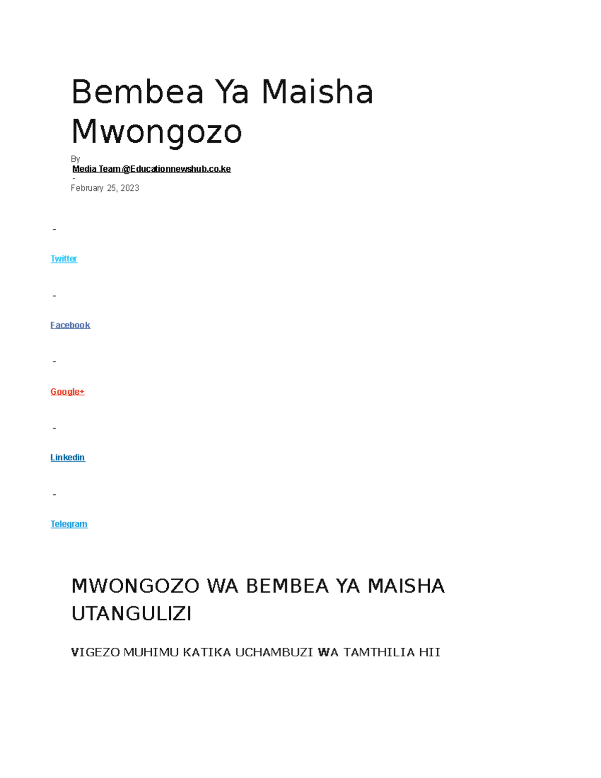 Bembea Ya Maisha Mwongozo - Bembea Ya Maisha Mwongozo By Media Team ...