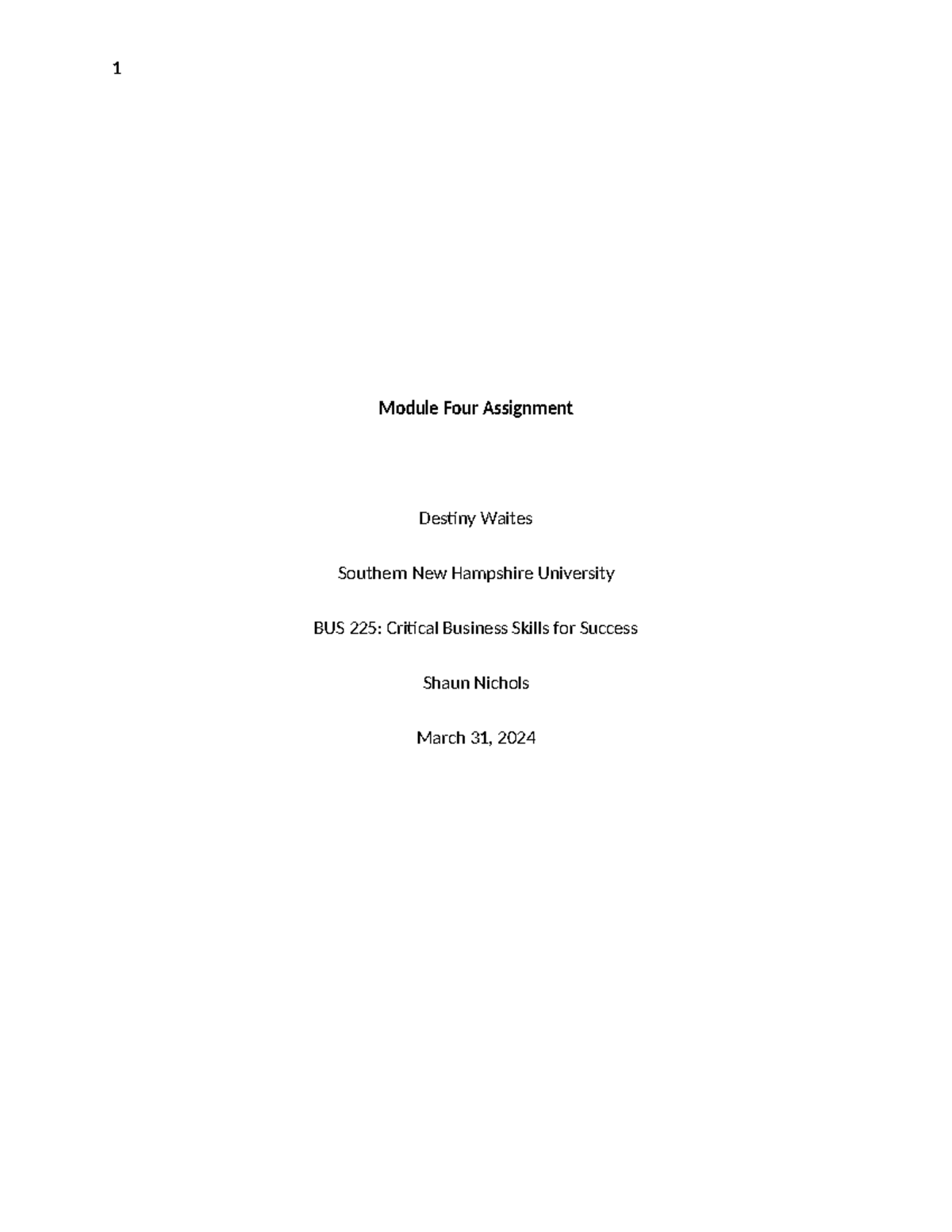 BUS225 Module Four Assignment - Module Four Assignment Destiny Waites ...