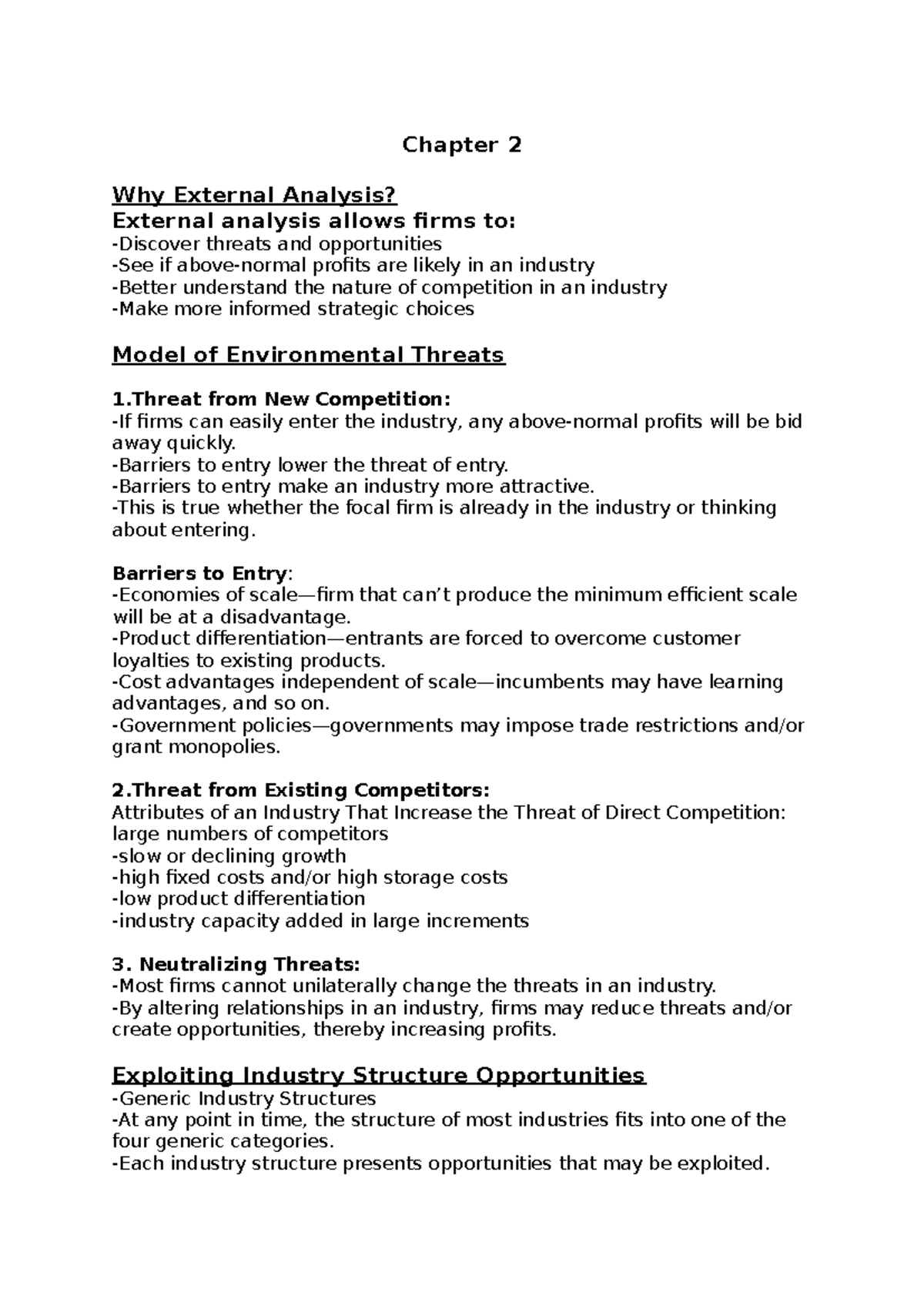Chapter 2 - dscgtg - Chapter 2 Why External Analysis? External analysis ...