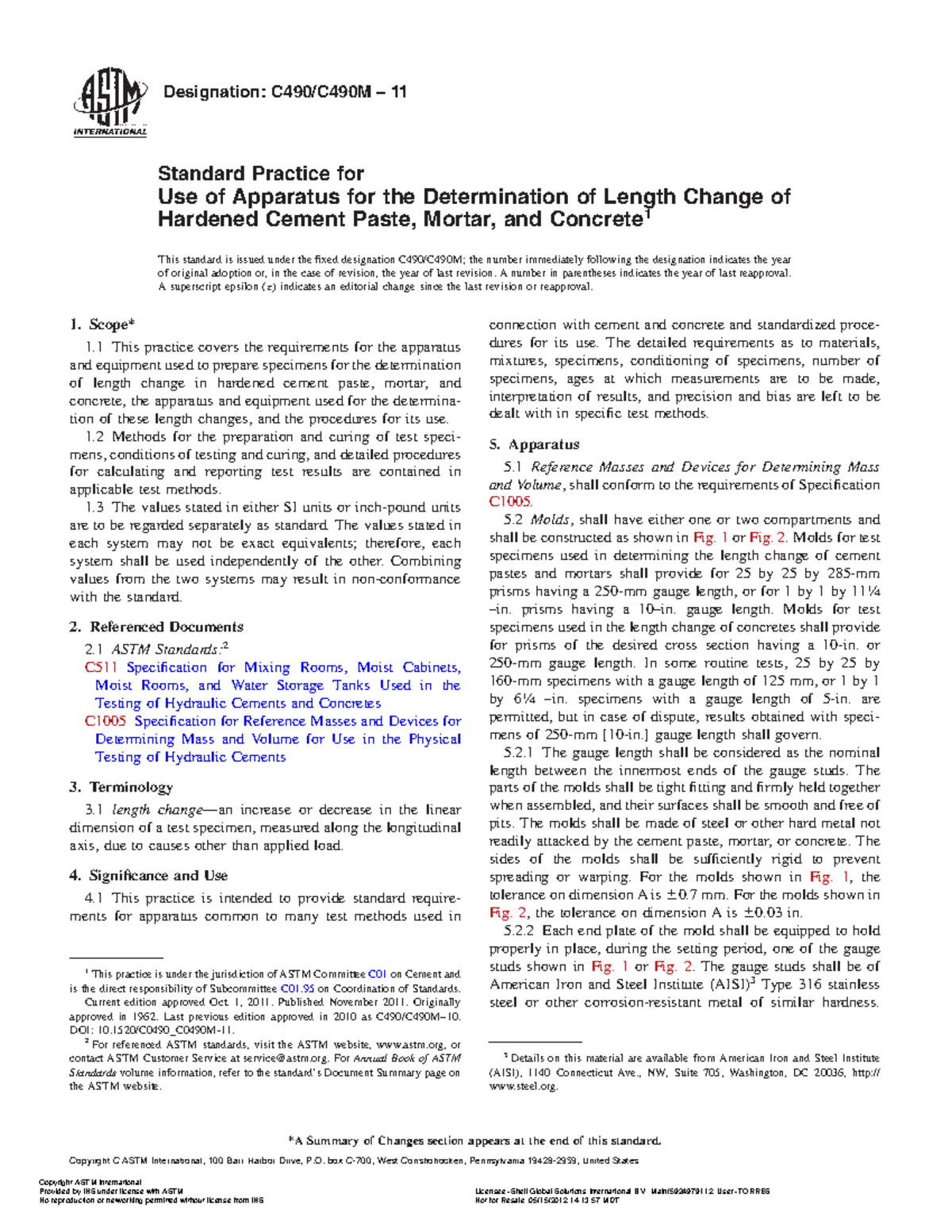 Pdfcoffee - Material test - Designation: C490/C490M – 11 Standard ...