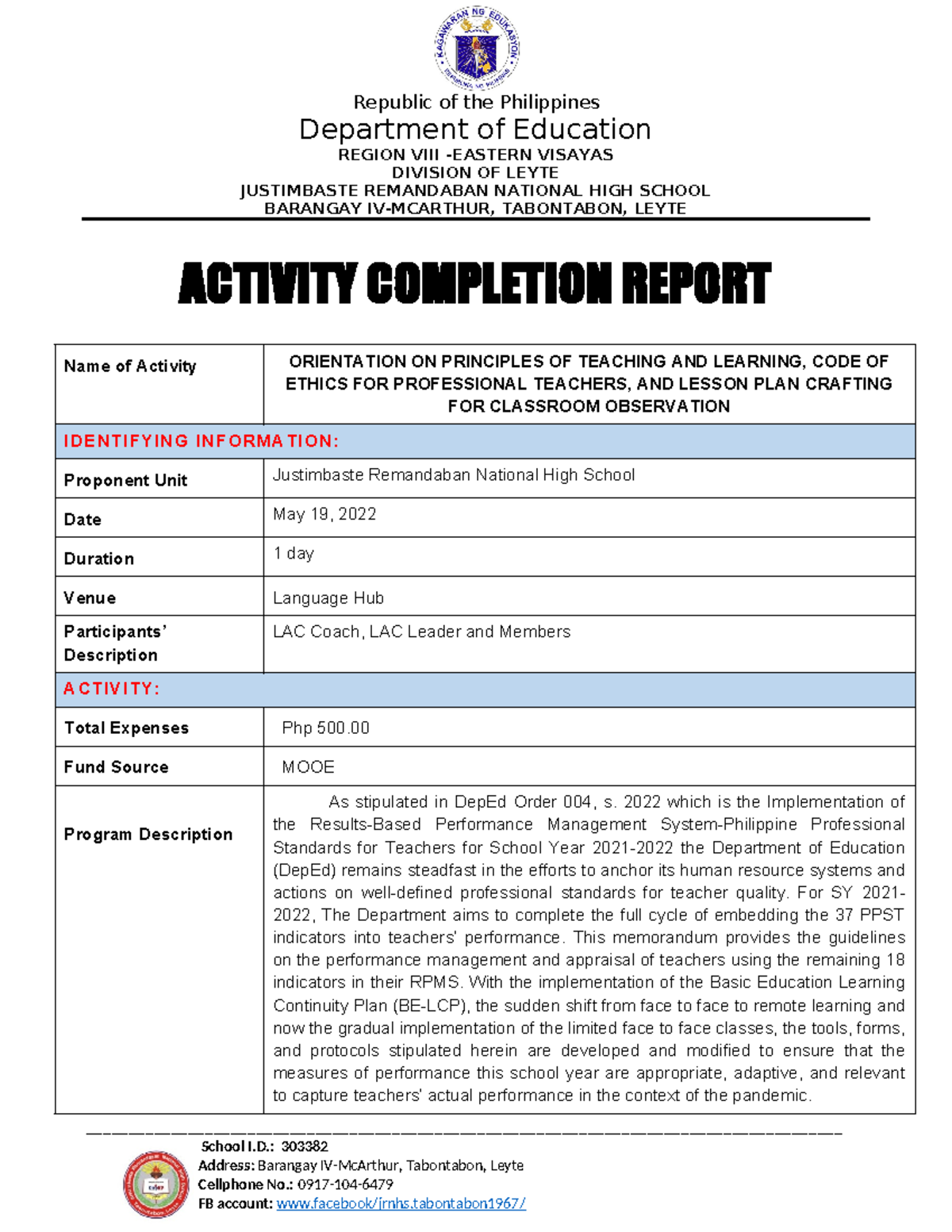ACR LAC Session - acr - Department of Education REGION VIII -EASTERN ...