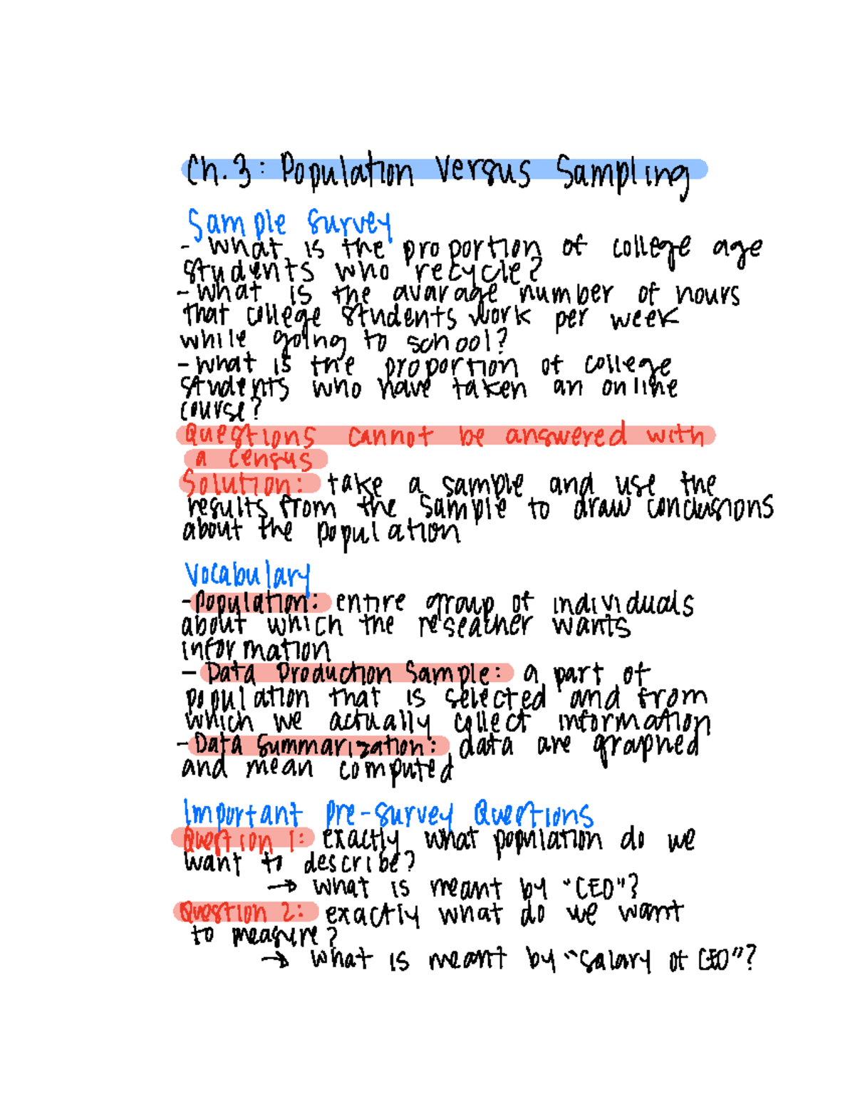 Ch. 3 Population Versus Sampling - Ch 3 Population Versus Sampling ...