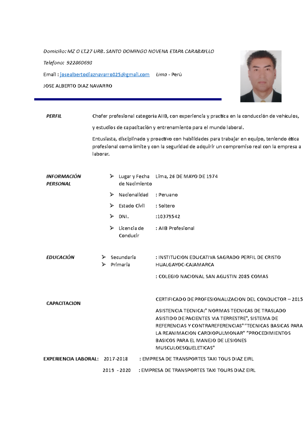 CV JOSE DIAZ Actualizado - Gestión de la calidad - ULIMA - Studocu