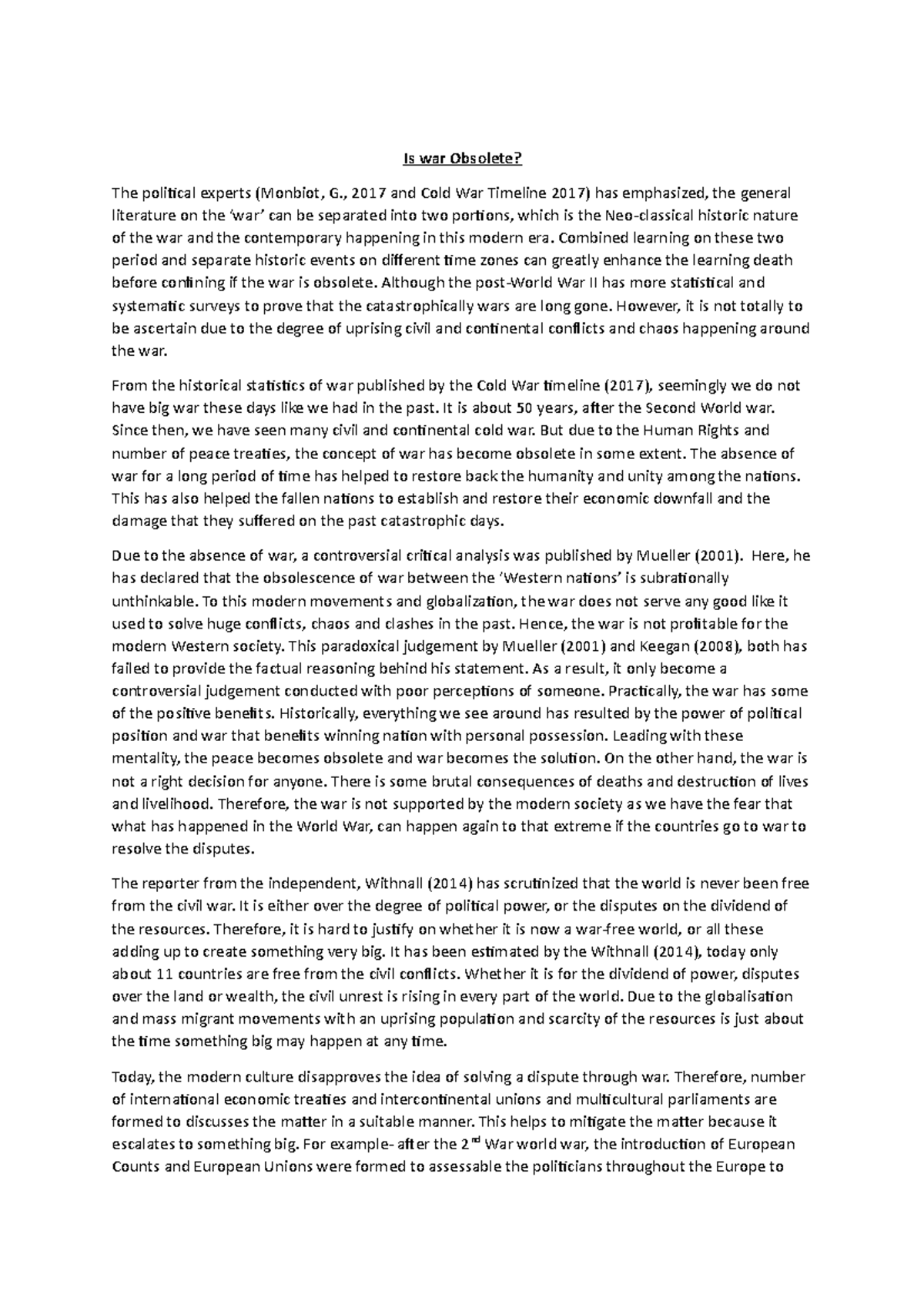 12 WAR (security) - Grade: B+ - Is war Obsolete? The political experts ...