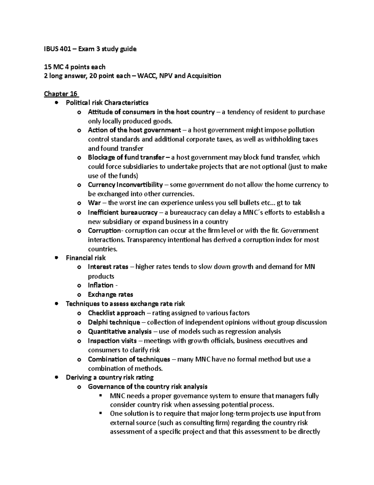 Ibus 401 Exam 3 Stduy Guide Ibus 401 Exam 3 Study Guide 15 Mc 4