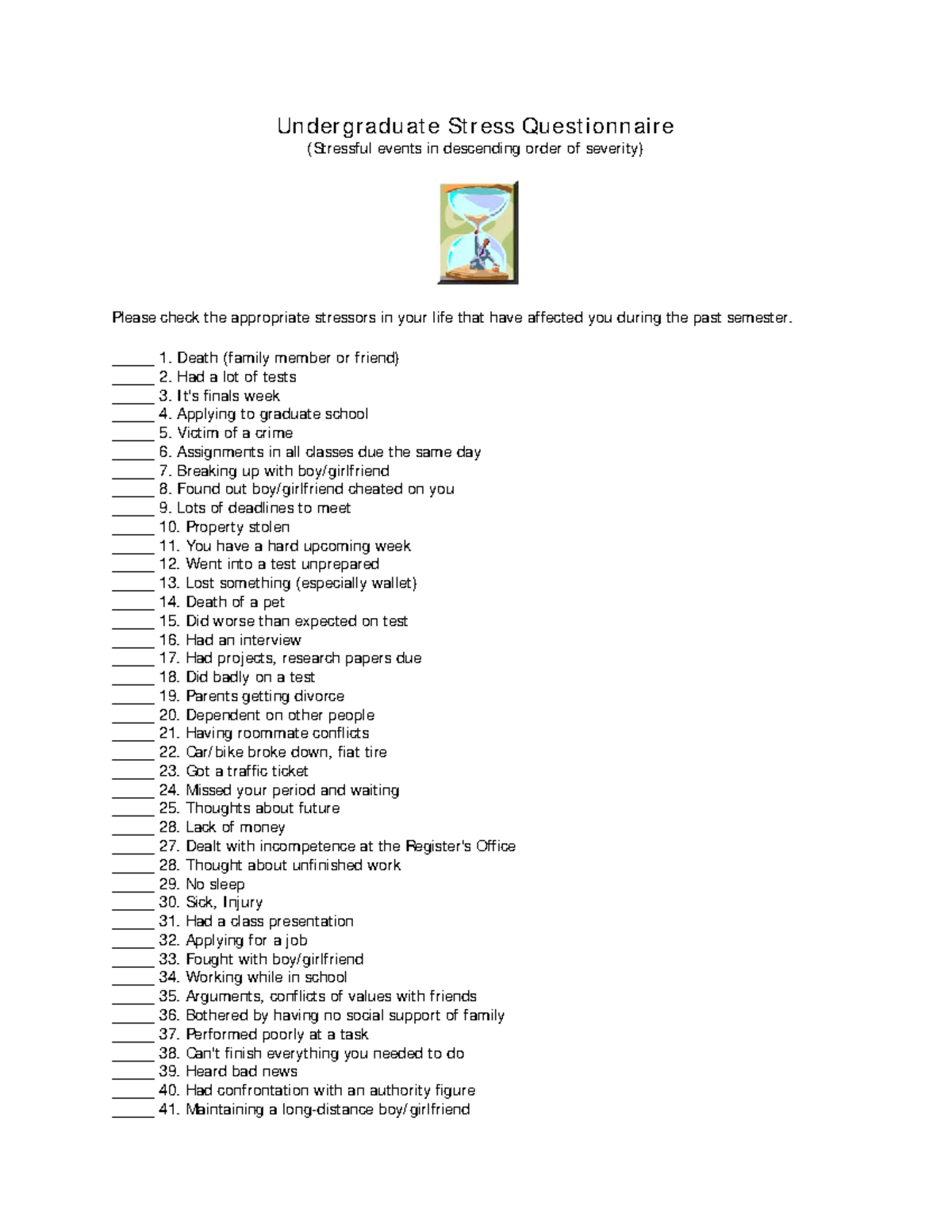 Undergraduate-Stress-Questionnaire - Undergraduate Stress Questionnaire ...
