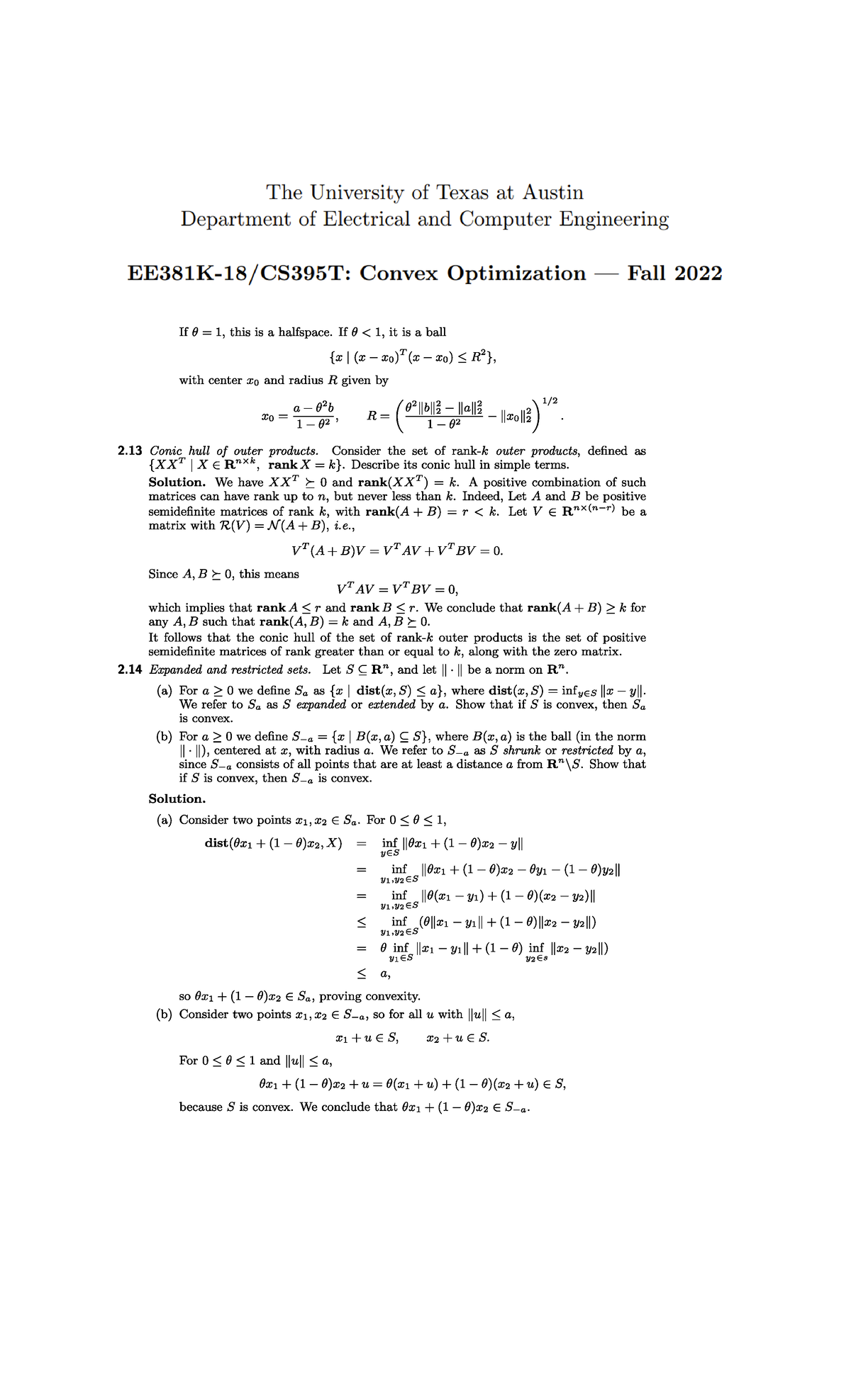 Convex practice 8 - ECE 381k - University of Texas - Studocu