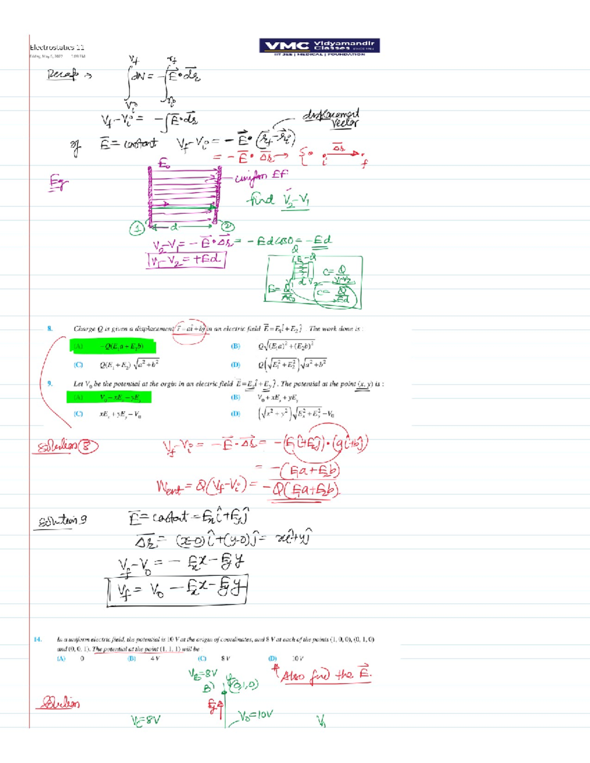 06 May-B4-2023-Phy-Electrostatics 11 - Computer science - Studocu