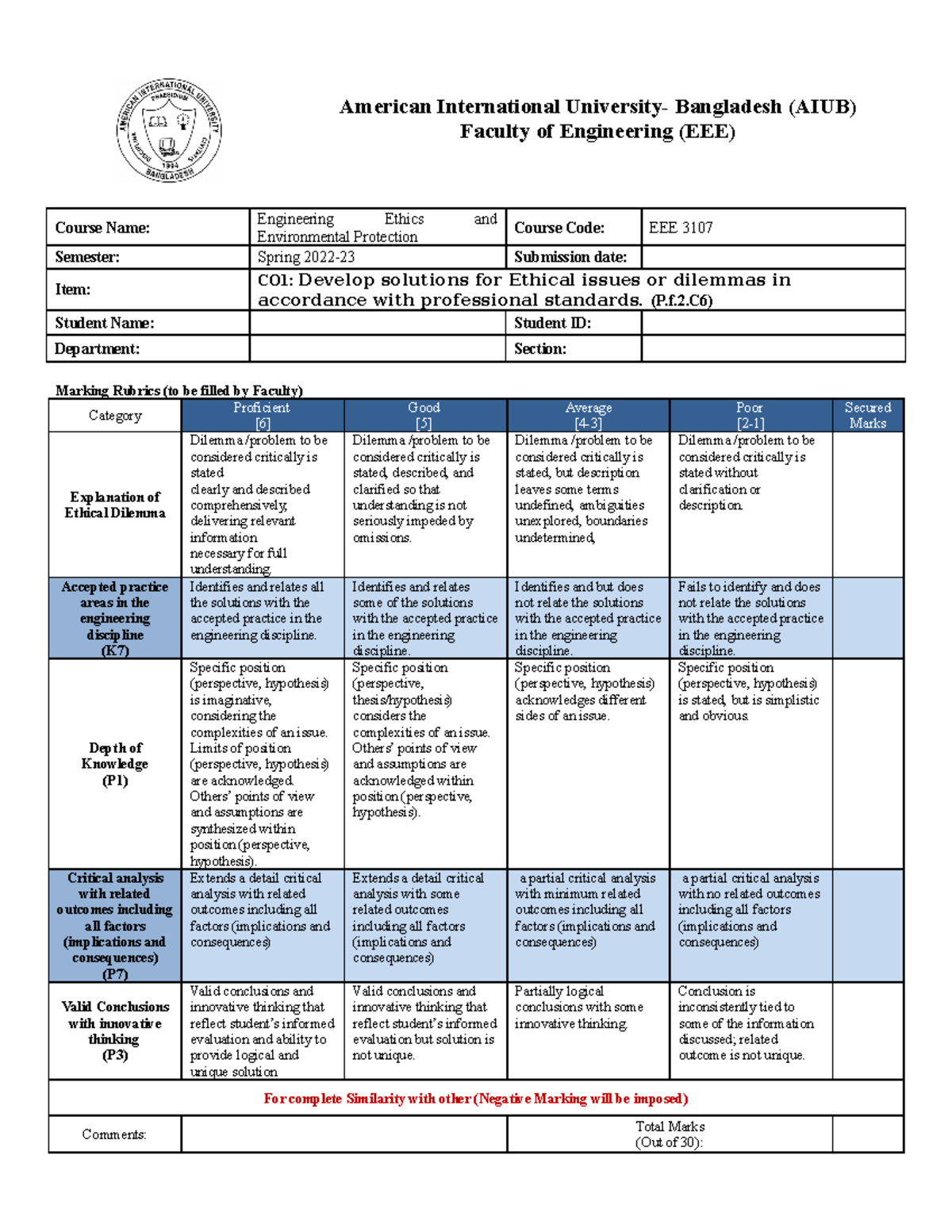CO1 Spring 2022 2023 - Solve it - American International University ...
