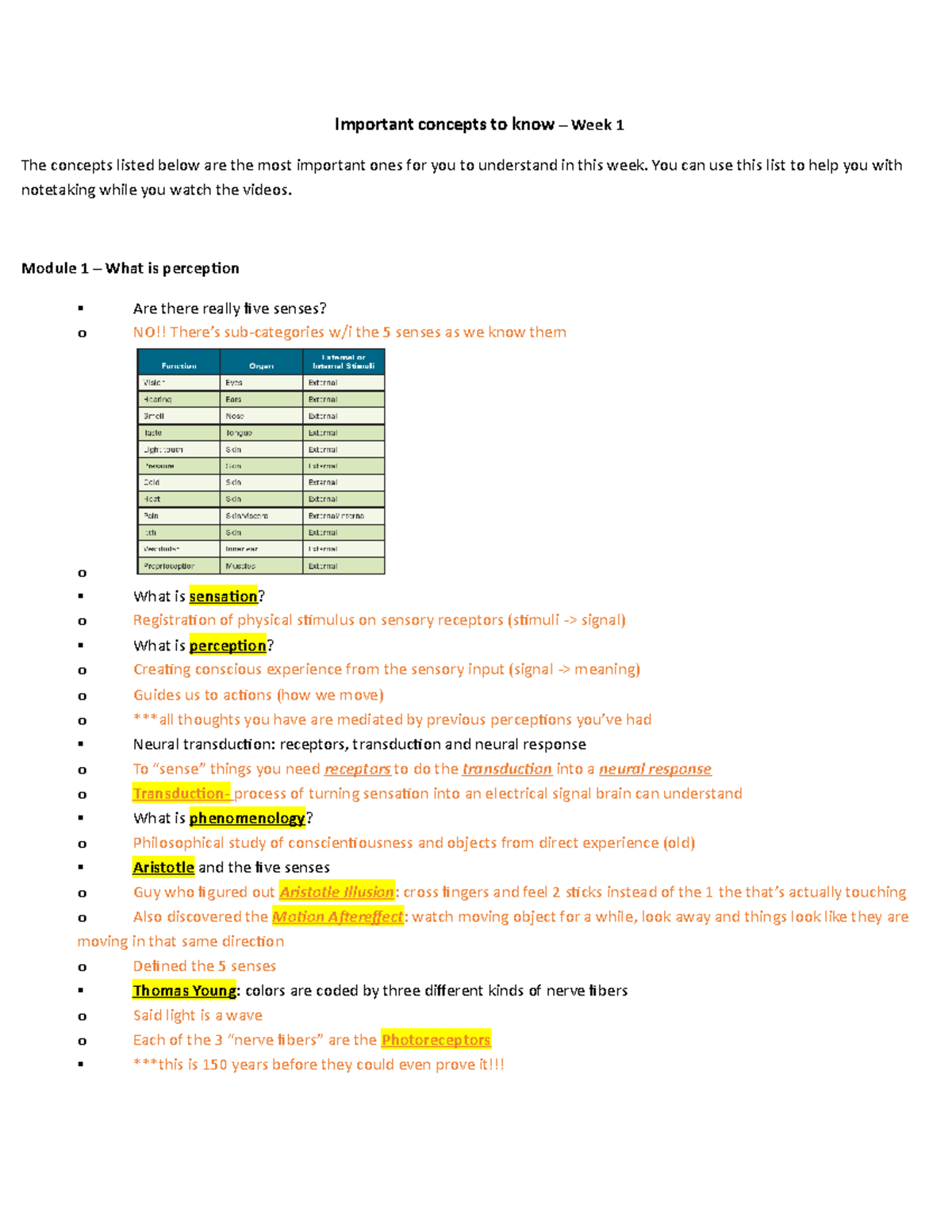 Module 1 Study Guide - Important concepts to know – Week 1 The concepts ...