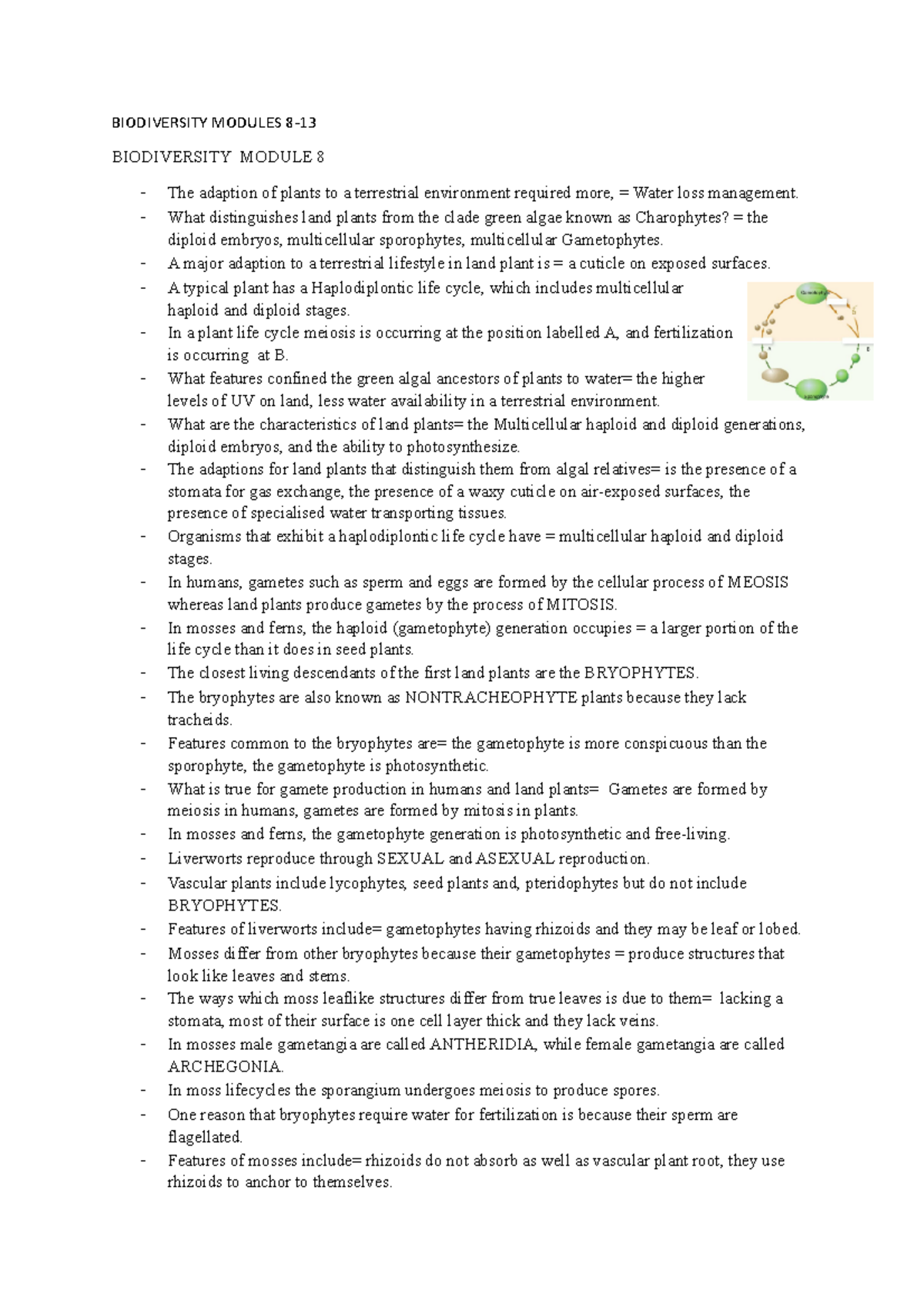 Biodiversity Learn Smart Modules 8-13 - 300802 - UWS - Studocu