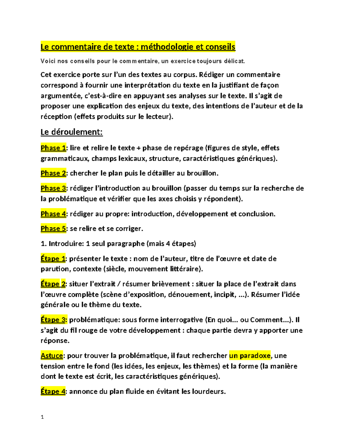 Methodologie du commentaire de texte - Le commentaire de texte ...