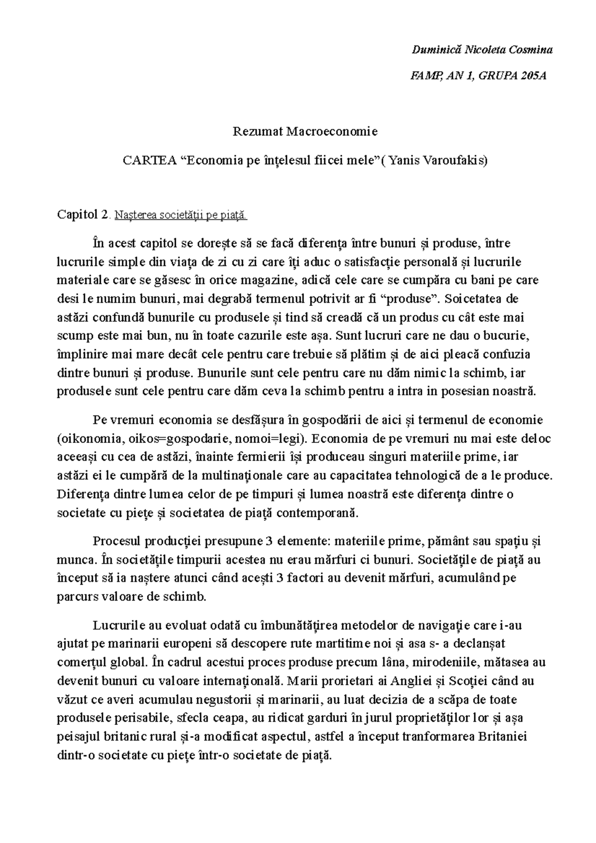 Macro - rezumat carte - Duminică Nicoleta Cosmina FAMP, AN 1, GRUPA ...