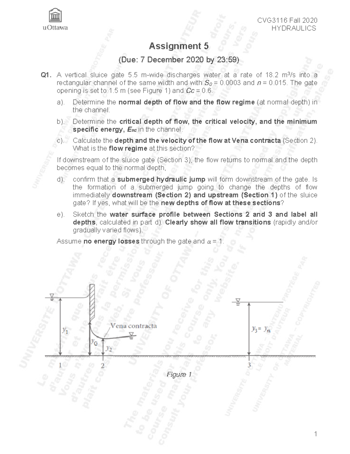 CVG3116 Assignment 5 F2020 - CVG3116 Fall 2020 HYDRAULICS 1 Assignment ...