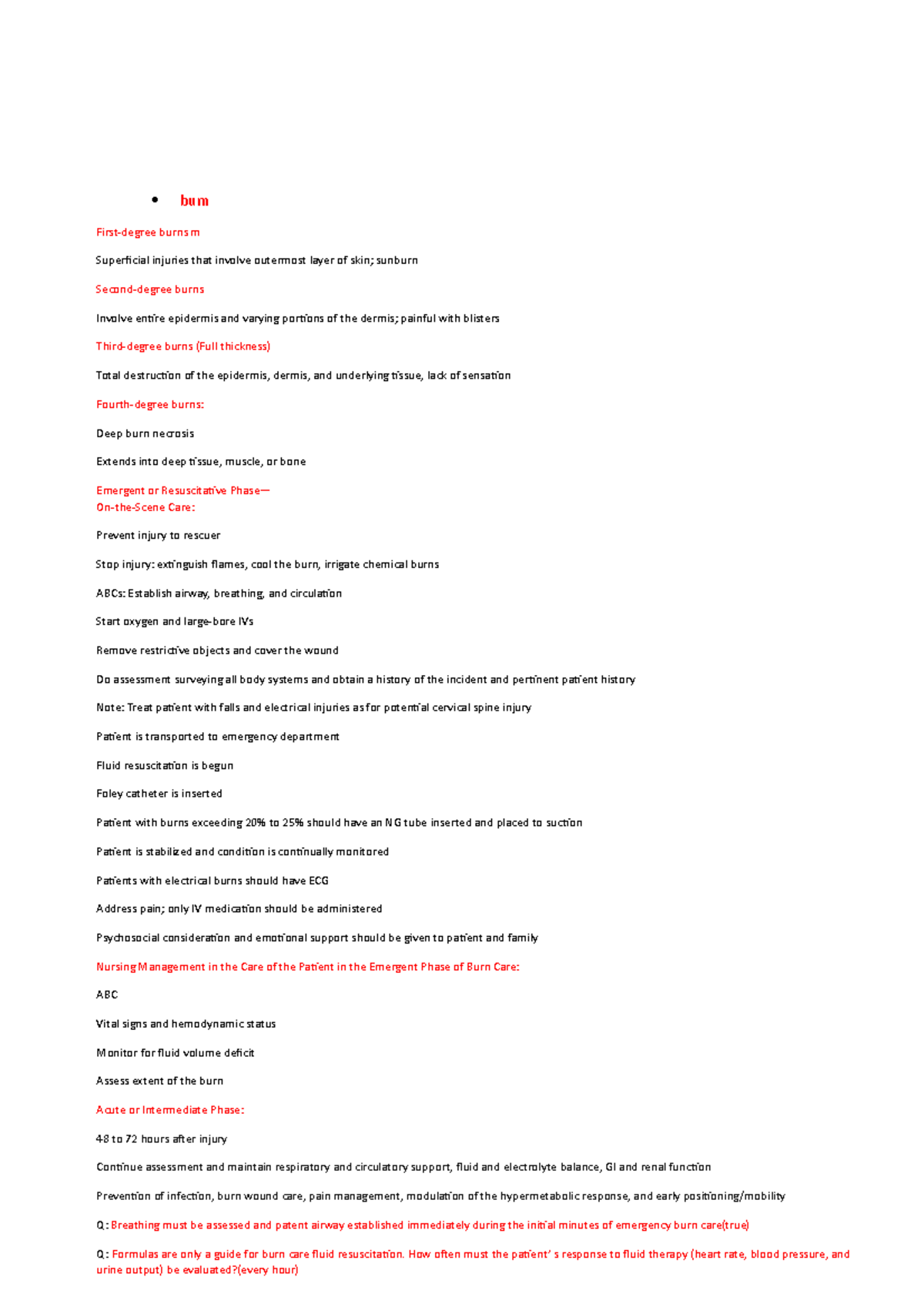 Fwa adult amira - SUMMARY FWAHOME - burn First-degree burns m ...