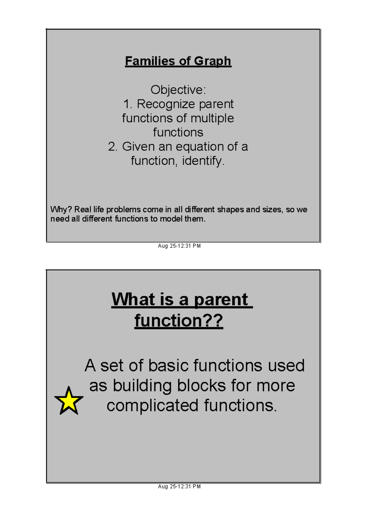 Families of Functions Notes Filled - Aug 2512:31 PM Families of Graph ...