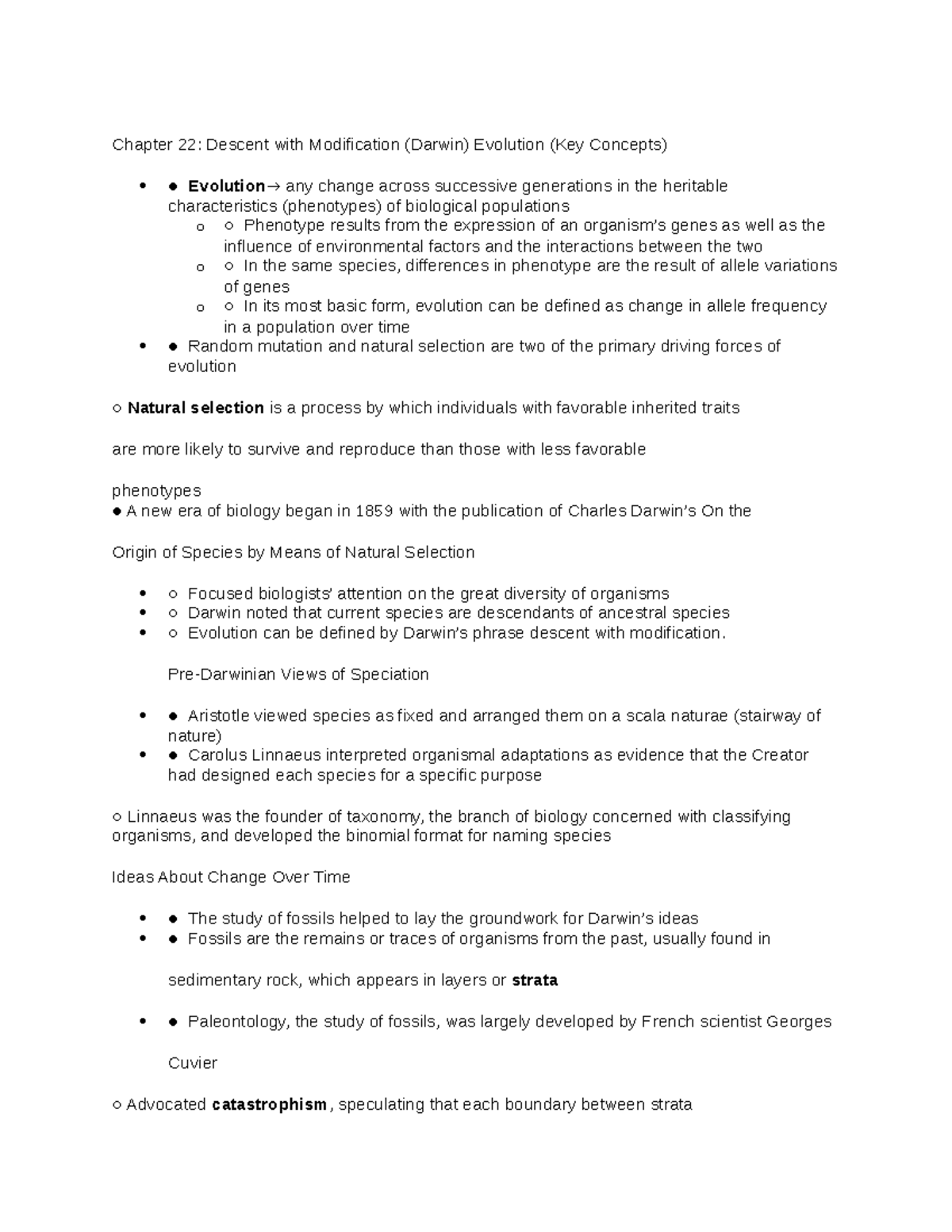 Chapter 22 - notes - Chapter 22: Descent with Modification (Darwin ...