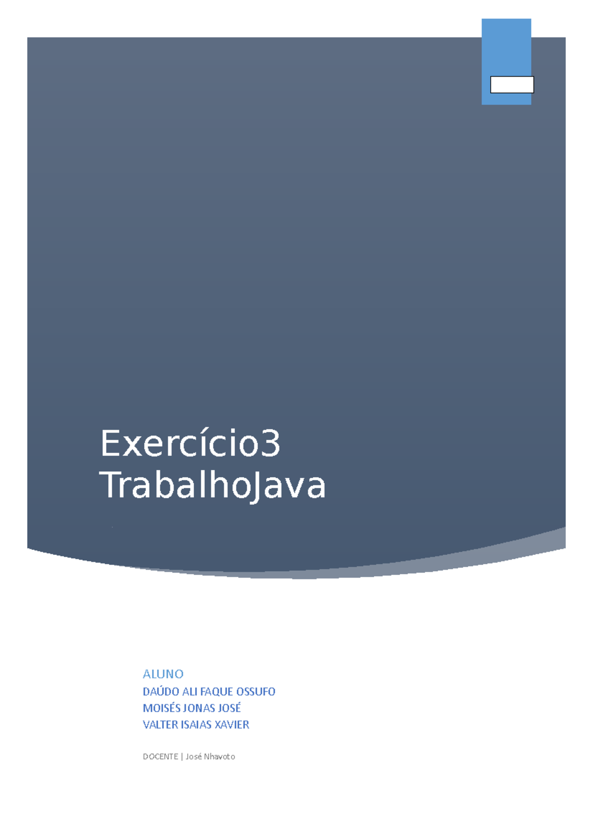 Trabalho FP(exercício 3)-1 - Exercício TrabalhoJava DOCENTE | José ...