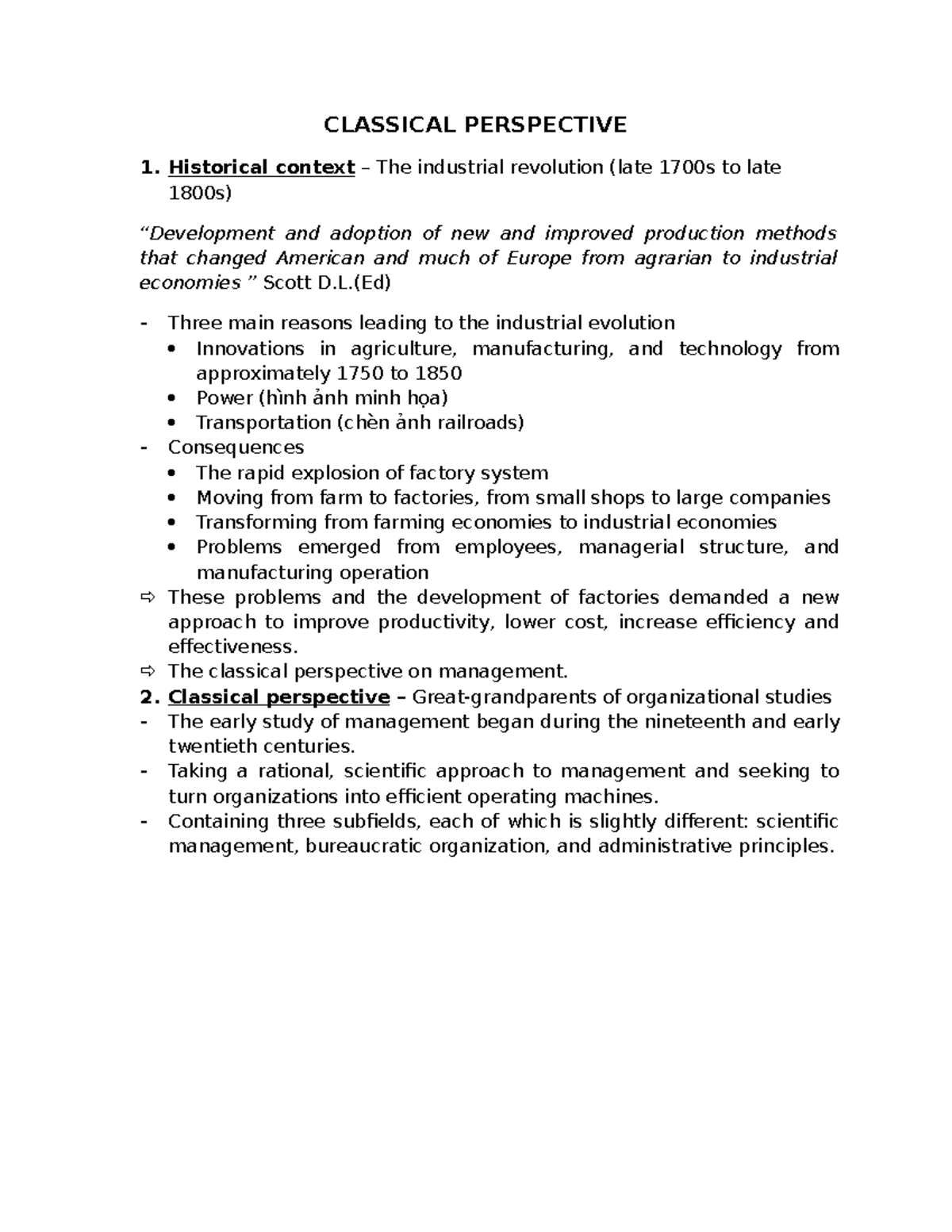 Classical Perspective in Management / the early managerial study ...