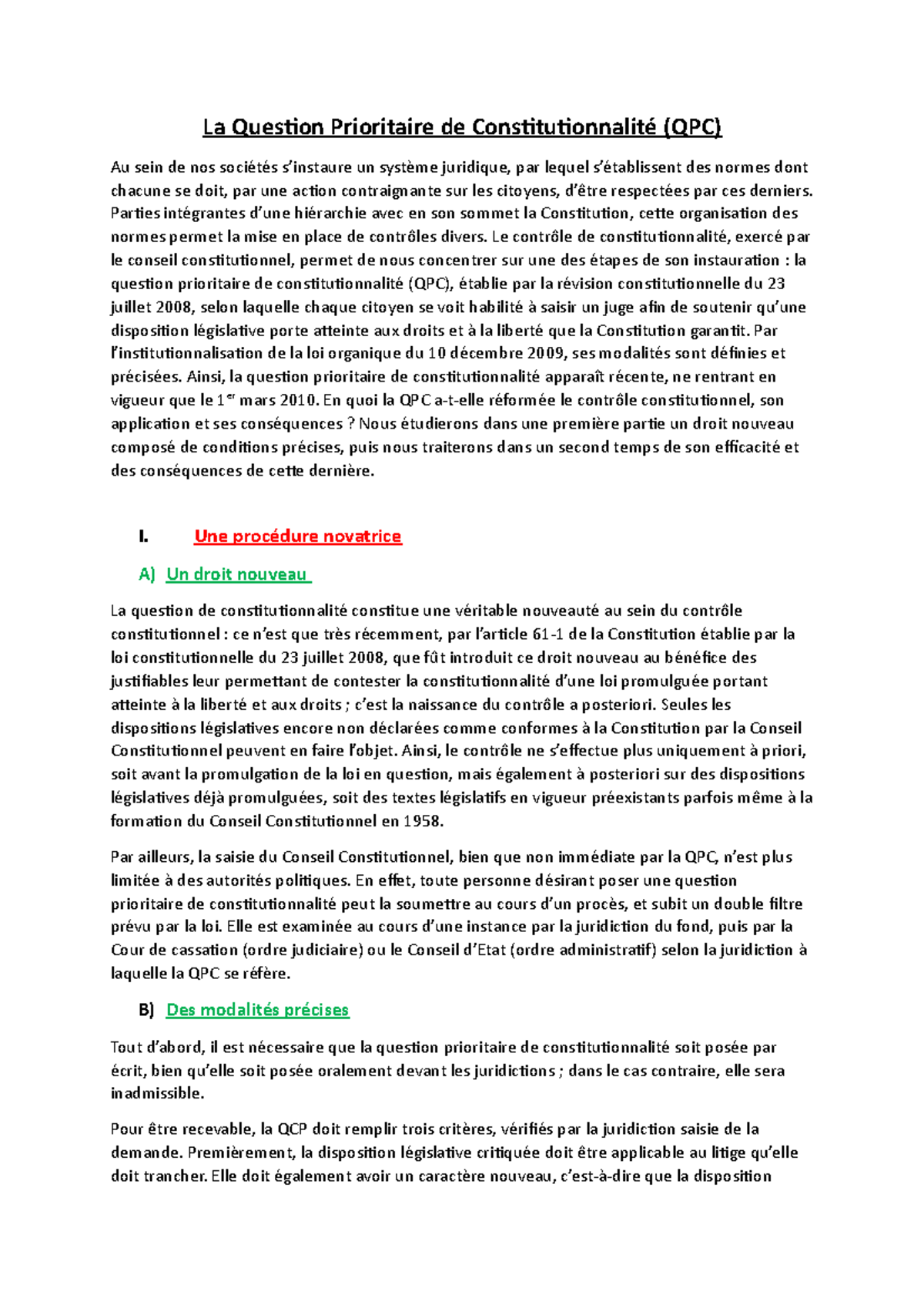 La QPC - La Question Prioritaire de Constitutionnalité (QPC) Au sein de ...