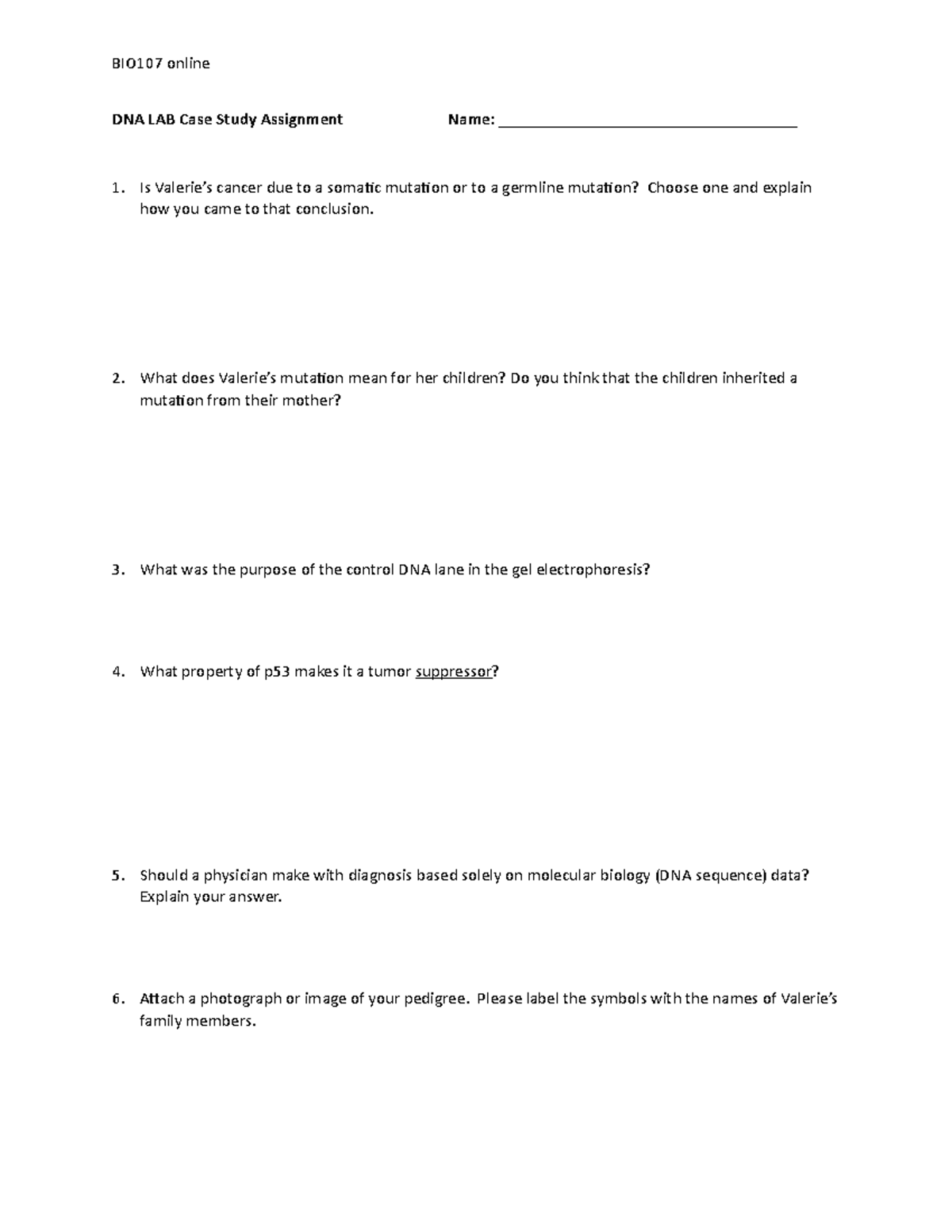 Lab 10 Case Study Assignment REV F20 (genetics) - BIO107 online DNA LAB ...
