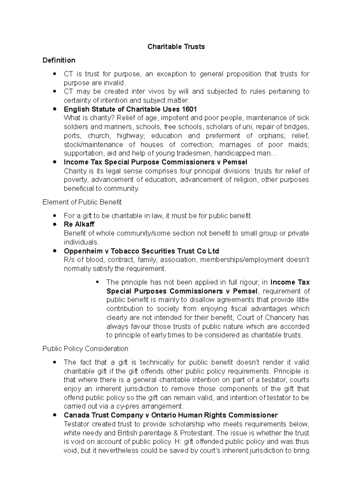 Charitable Trusts - Lecture notes 1-10 - Charitable Trusts Definition ...