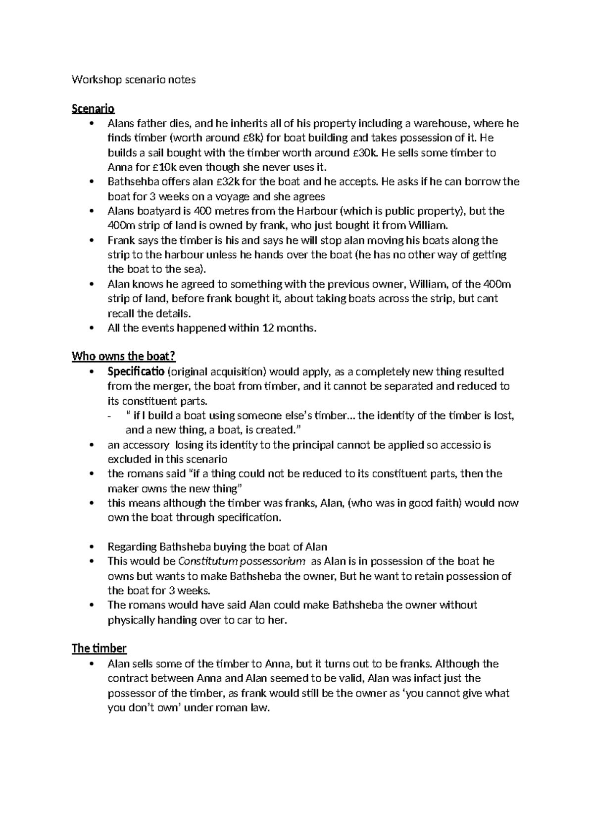 Workshop scenario notes - Workshop scenario notes Scenario Alans father ...