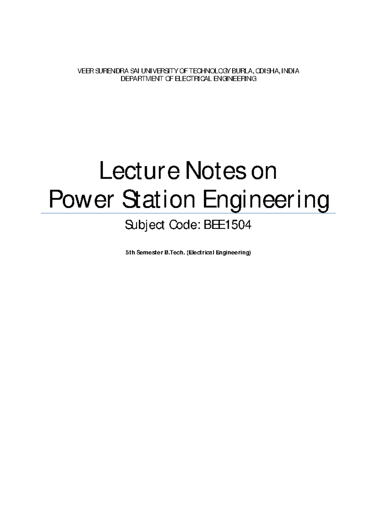 Power Station Engineering - VEER SURENDRA SAI UNIVERSITY OF TECHNOLOGY ...
