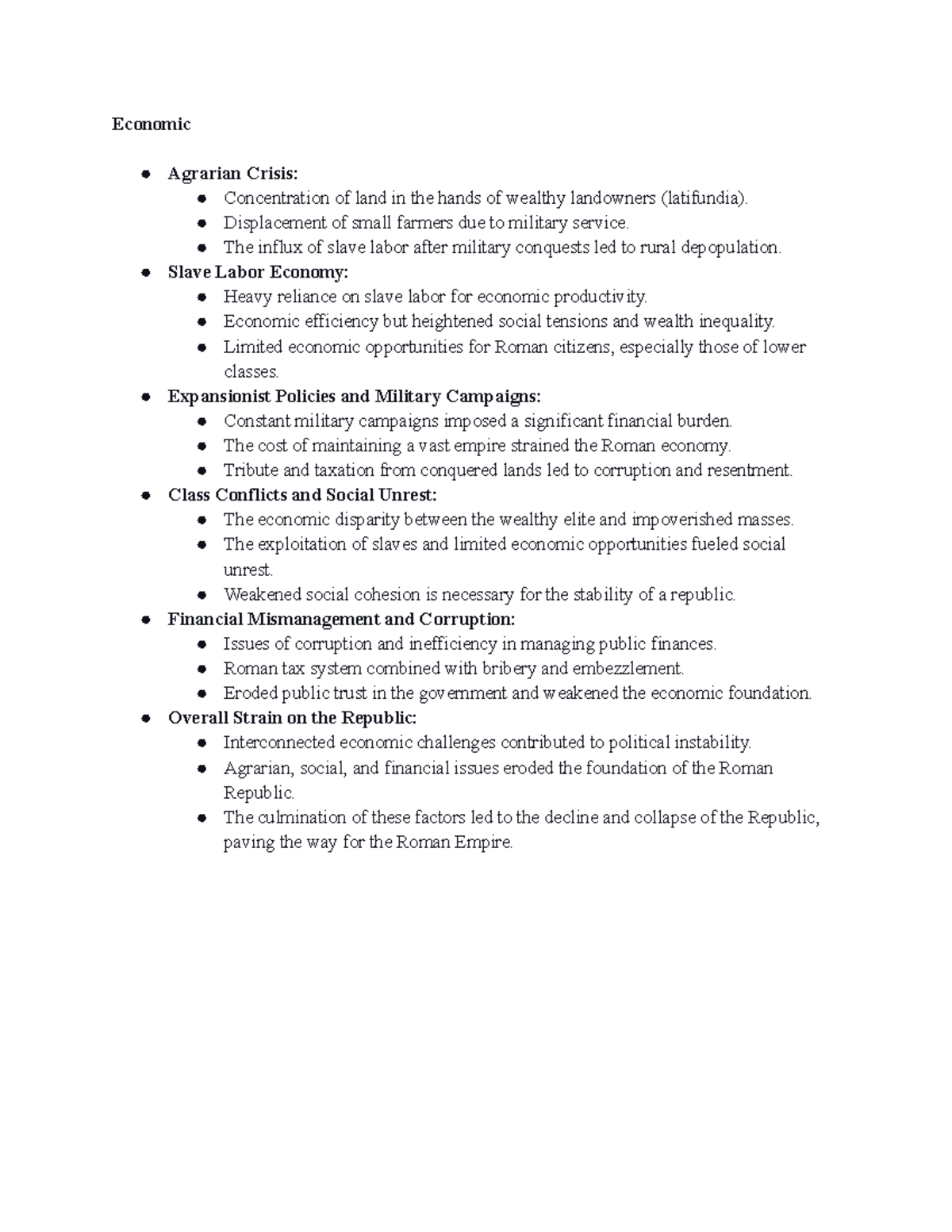 Project Rome (fall) - Economic Agrarian Crisis: Concentration of land ...
