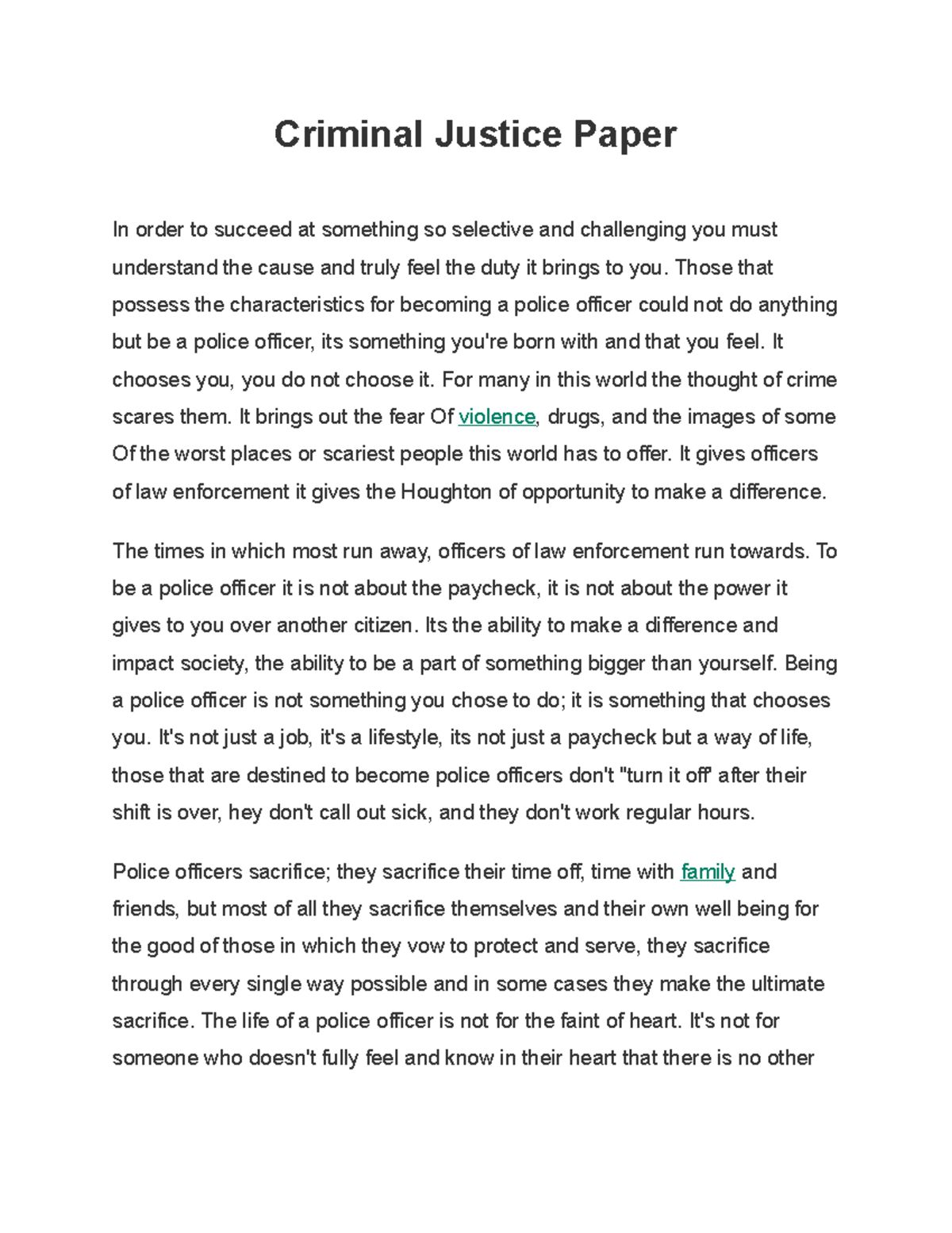 Criminal Justice Paper (law - 15783920sej774994) - Criminal Justice ...