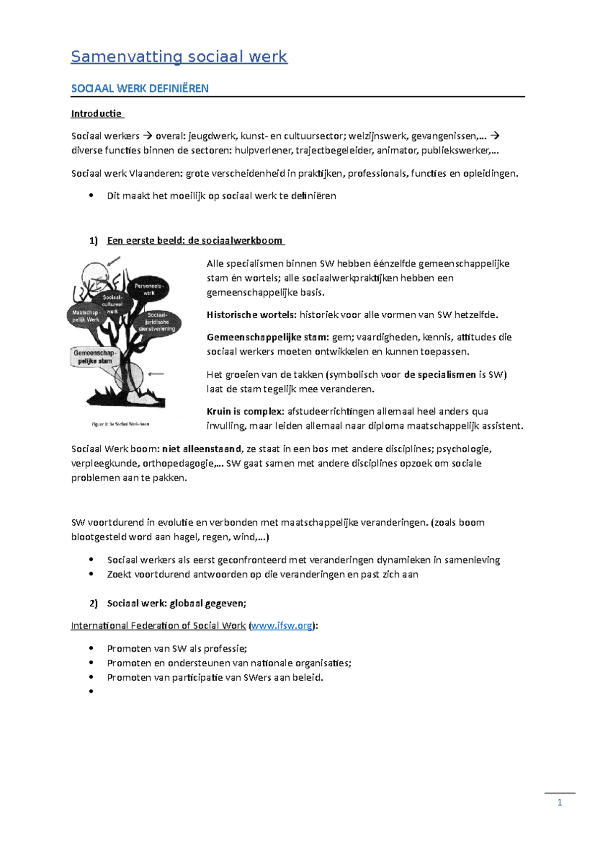 Samenvatting sociaal werk - SOCIAAL WERK DEFINIËREN Introductie Sociaal werkers overal ...