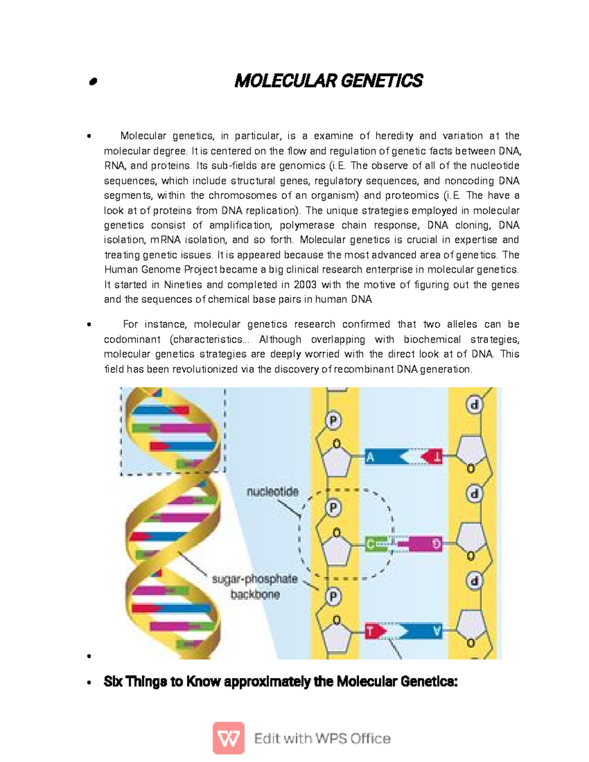 Molecular genetics - It is centered on the flow and regulation of ...