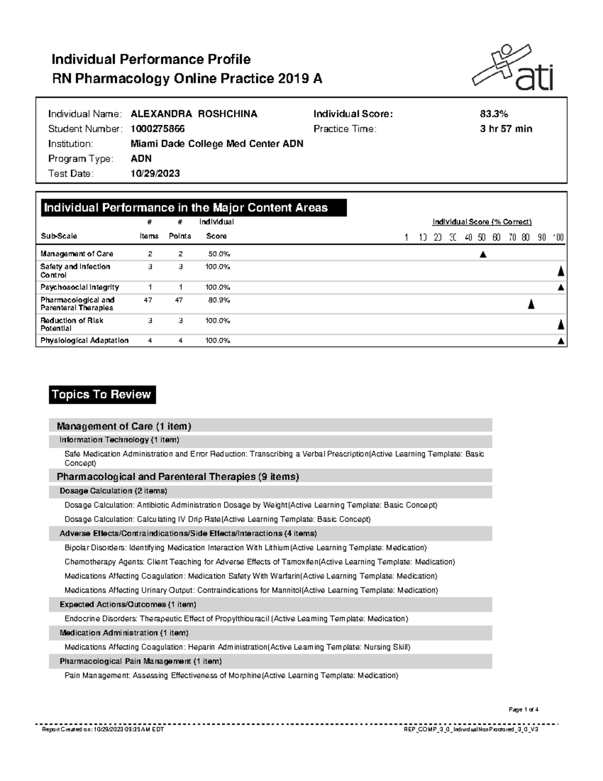 ATI Practice A-Pharmacology - Individual Performance Profile RN ...