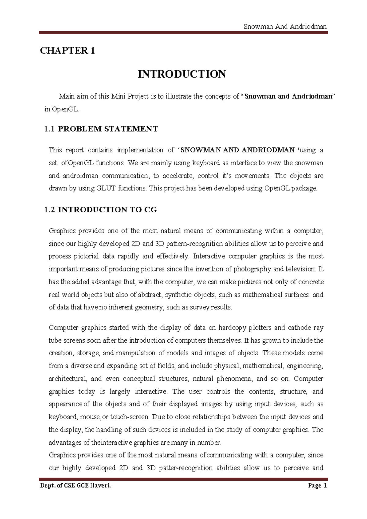Introduction - CHAPTER 1 INTRODUCTION Main aim of this Mini Project is ...