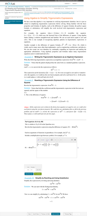 [solved] Simplify The Trigonometric Expression Below By Writing The